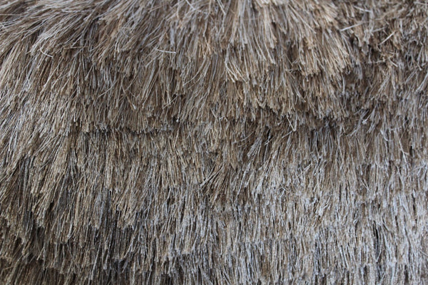 Lia Beige Shag Pouf – English Elm