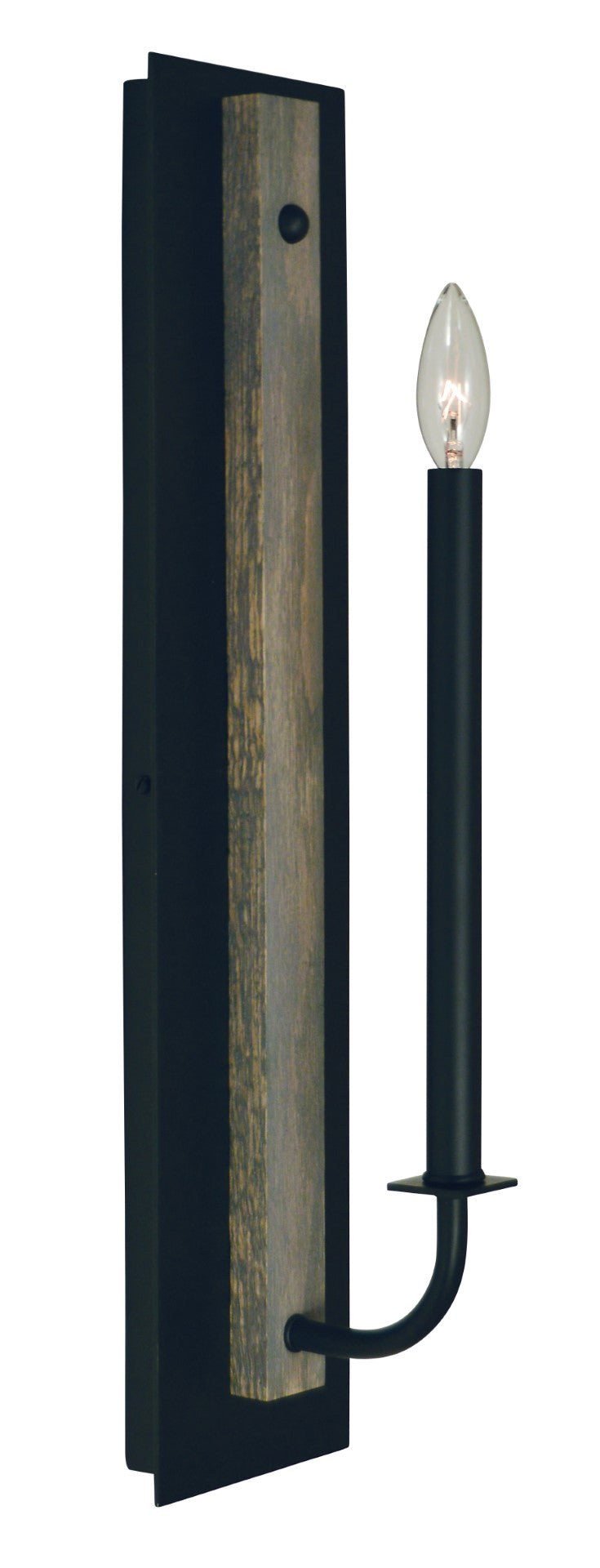 1-Light Candle-Style Sconce with Grey Oak Accents - Elegant American-M