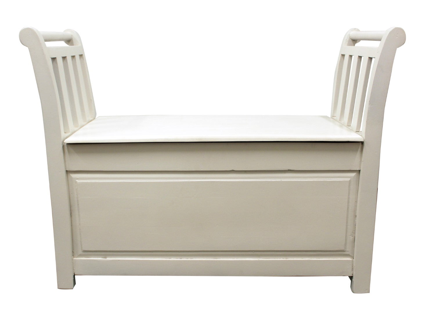 Winged Storage Bench - Hand-Carved Solid Mango Wood with Elegant Desig
