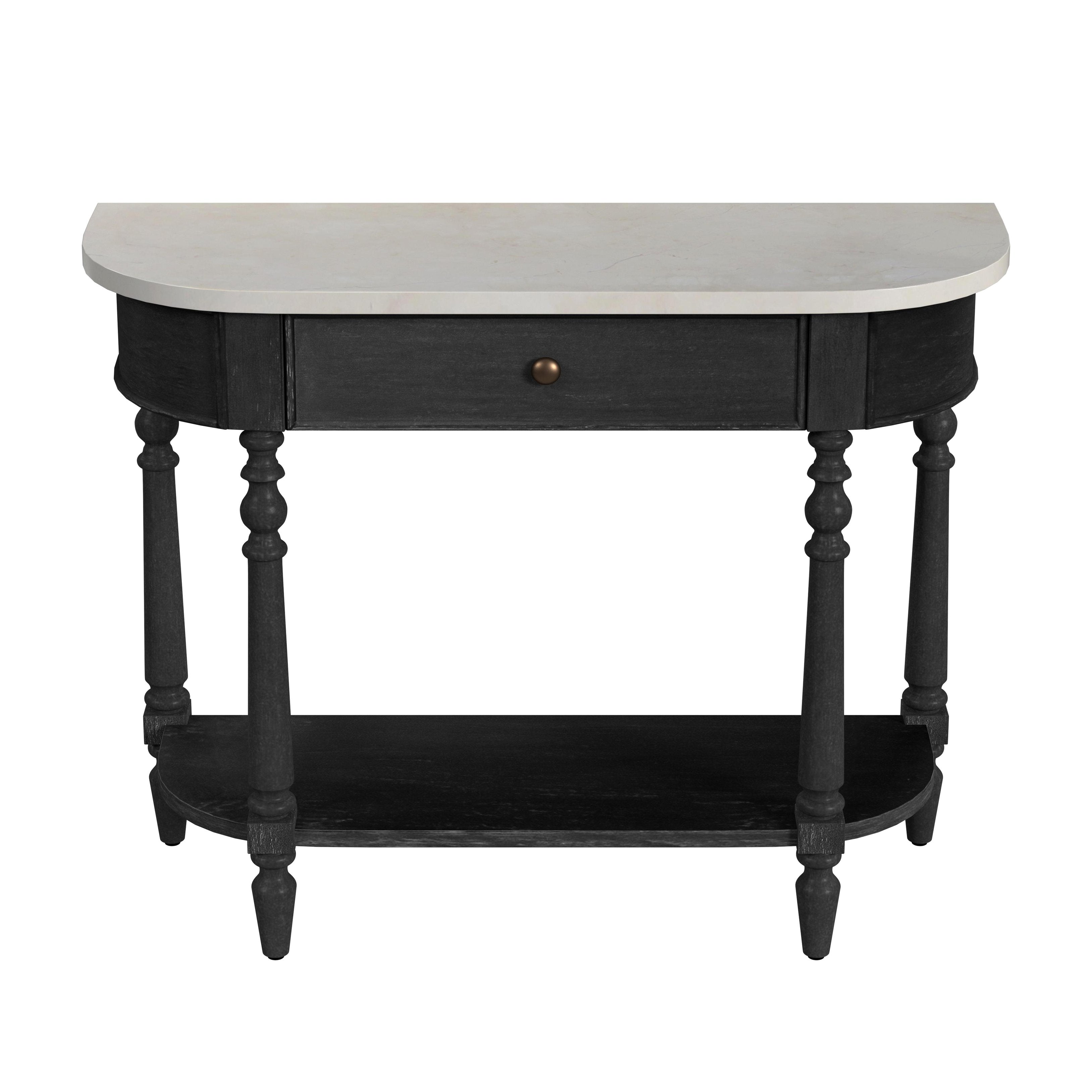 Danielle Marble Console Table with One Drawer - Elegant Farmhouse Desi