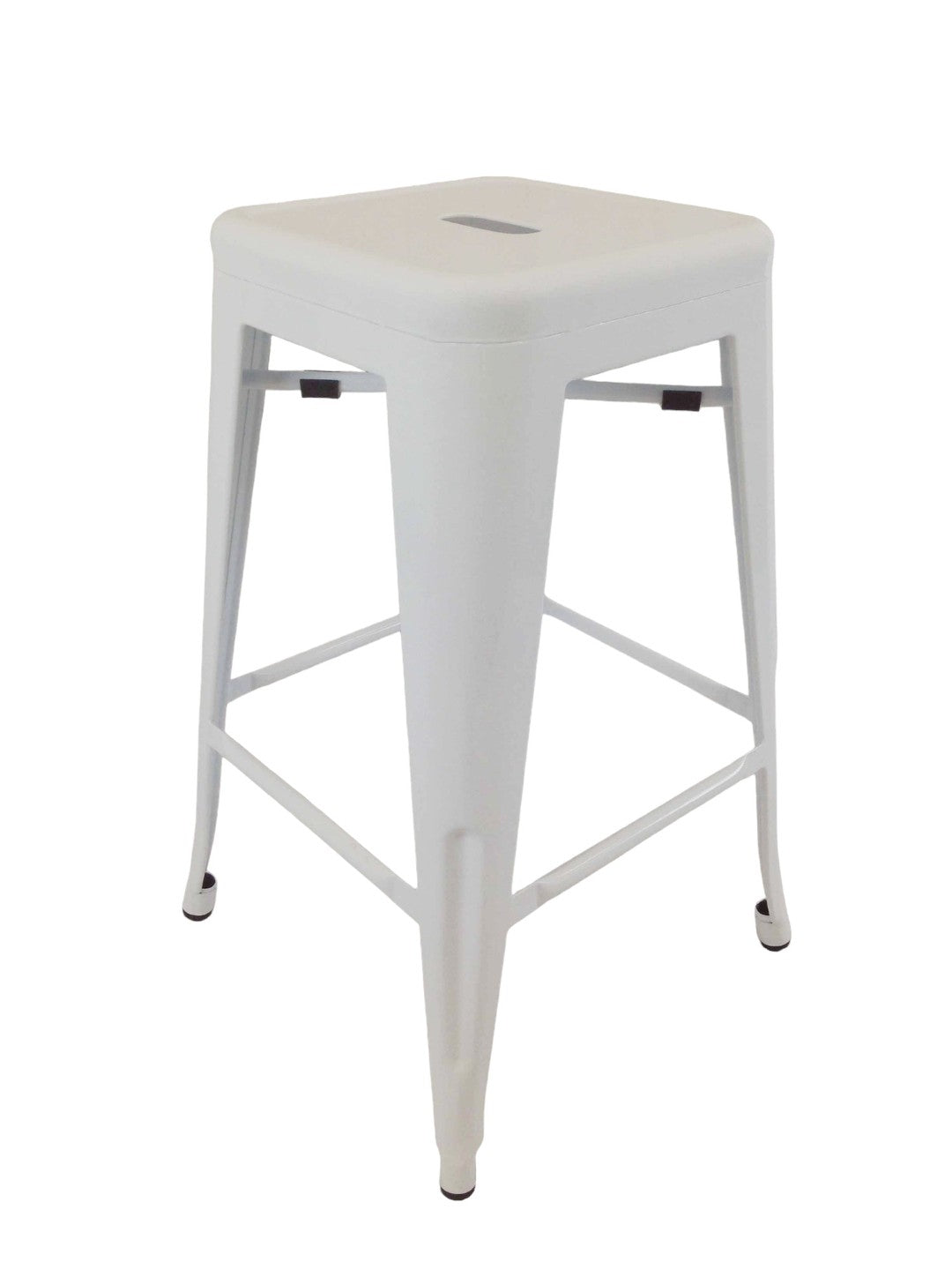 Set of Four 30" White Metal Backless Bar Chairs - Stylish, Modern Desi