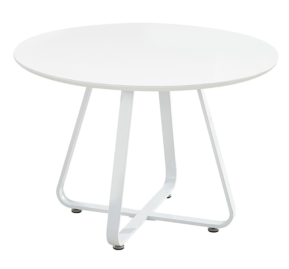 43" Modern Round Dining Table with Sleek White Finish and Sturdy Metal