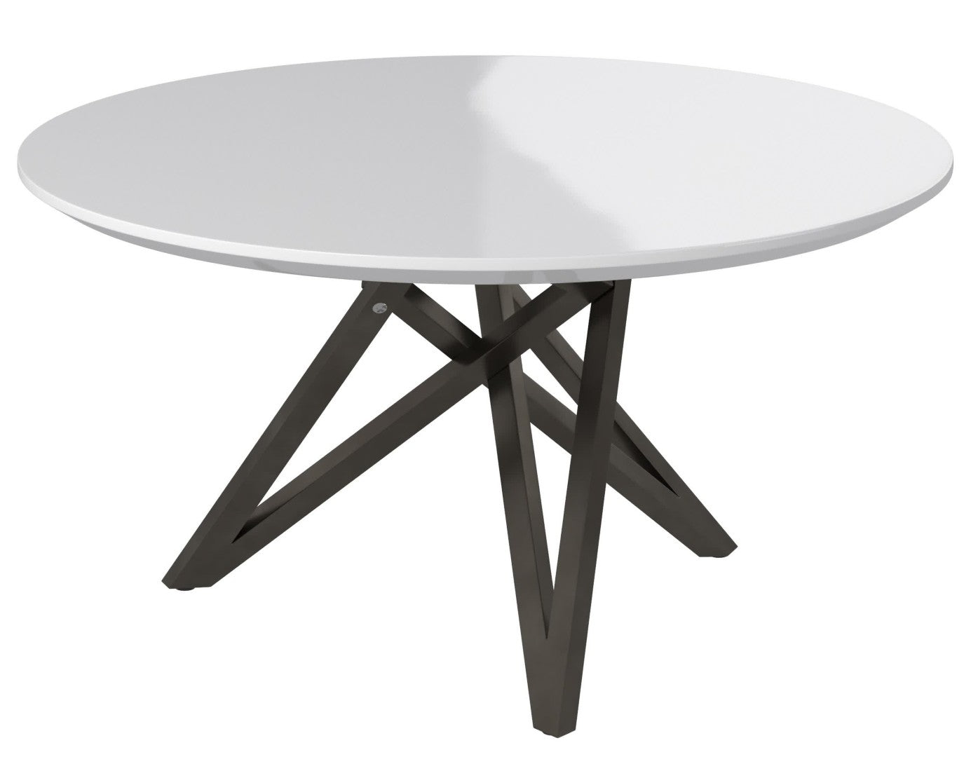 47" Stylish Round Dining Table with White Wood Top & Gray Stainless St