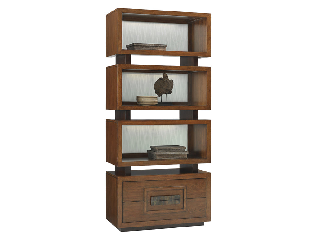 Tommy Bahama Home Tonga Stylish Tiered Bookcase with LED-Backlit Sea G ...