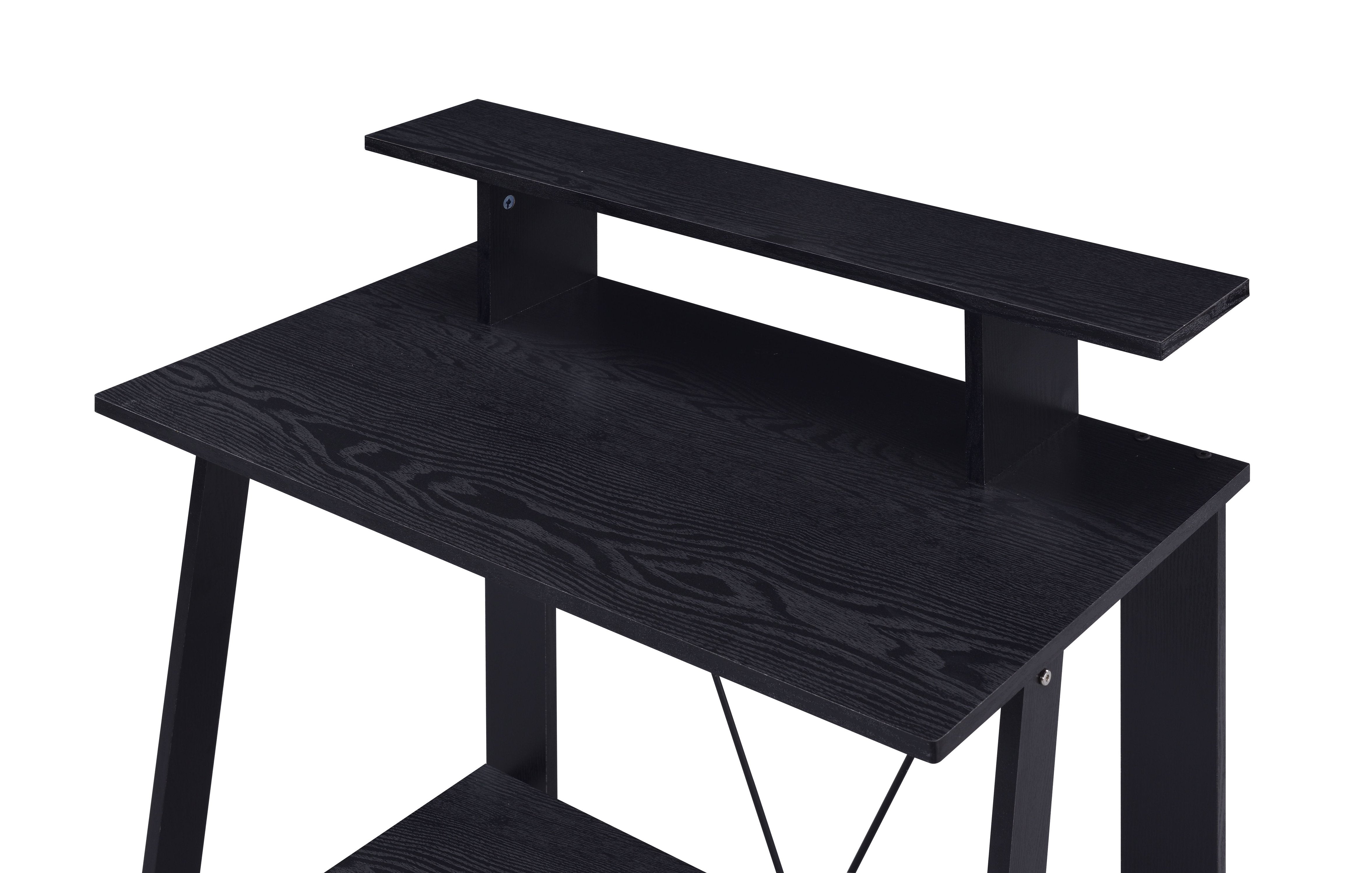 Nypho Ladder-Base Writing Desk in Black with 2 Drawers, USB & Power Po