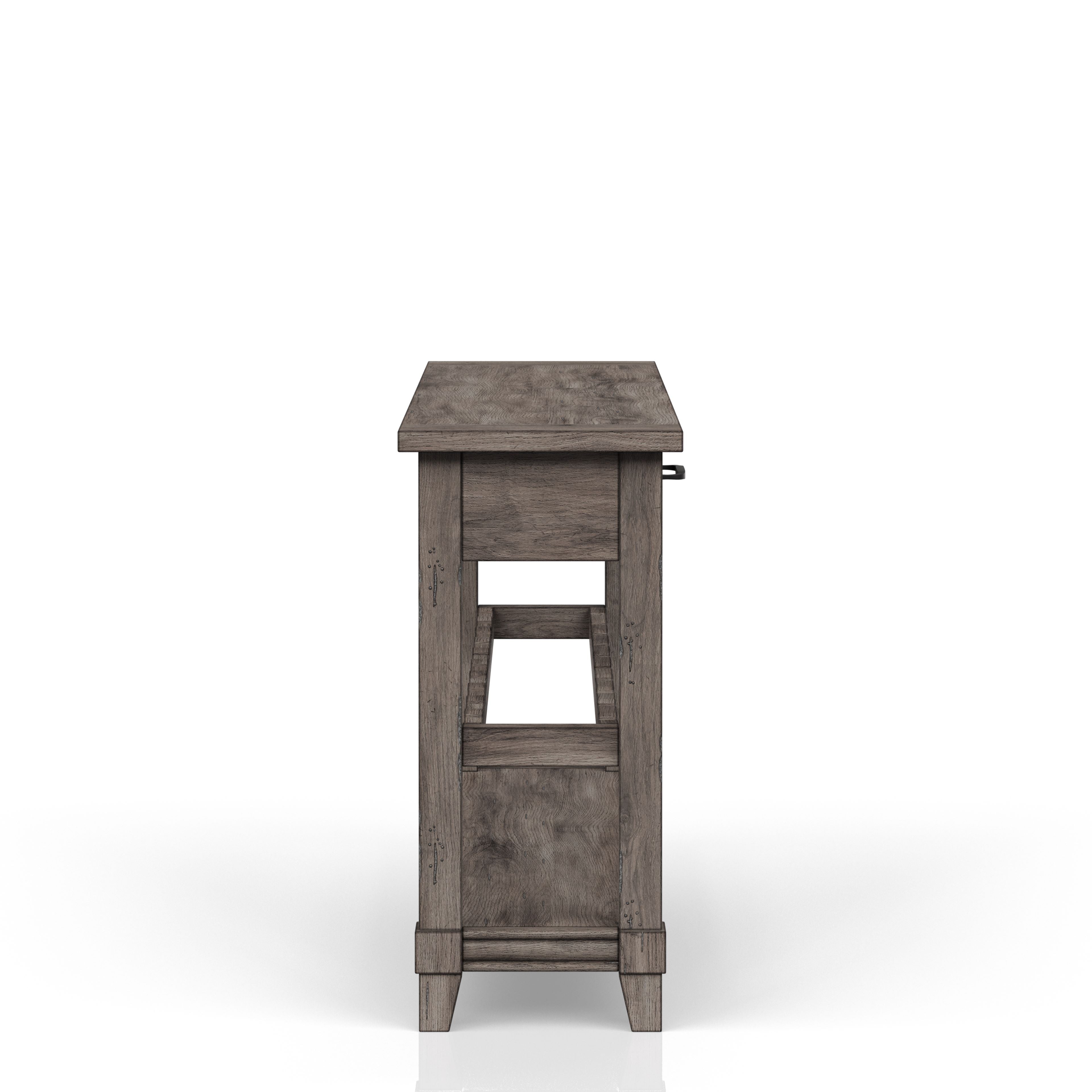 Console Rustic Gray Console Table With Wine Rack, Two Drawers & Lower