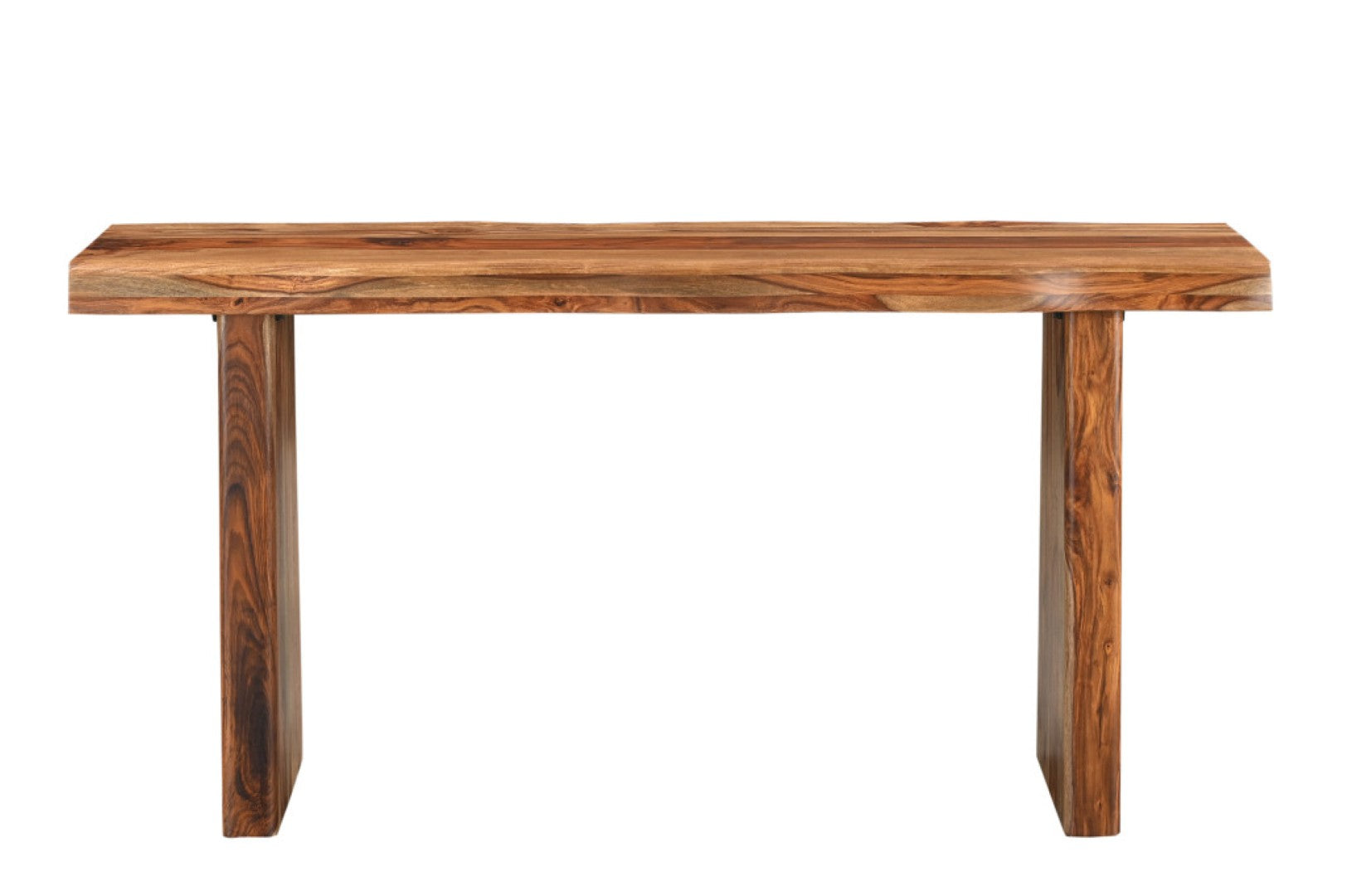 60" Brown Solid Wood Double Pedestal Console Table - Handcrafted Live