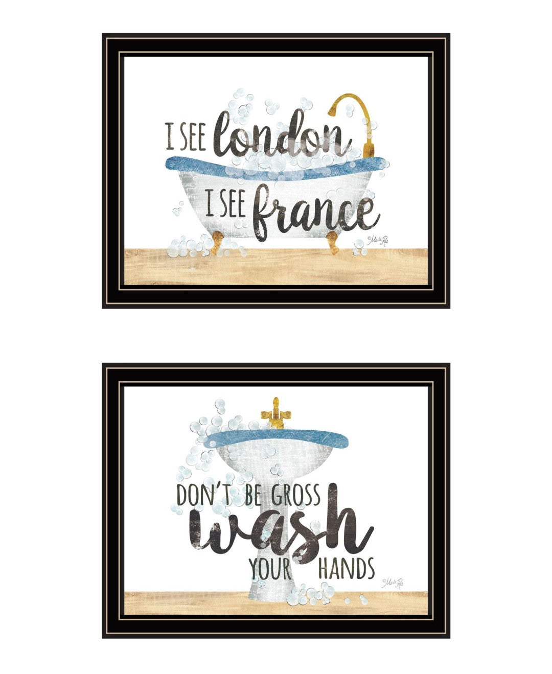 Set of Two Framed Bathroom Wall Art Prints - "I See London" & "I See F