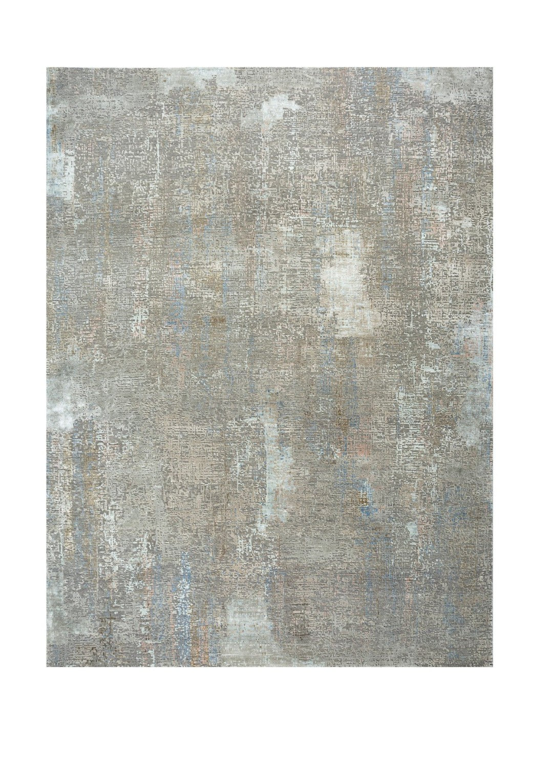8' X 10' Blue Abstract Hand-Knotted Wool Area Rug - Unique Artisan Des