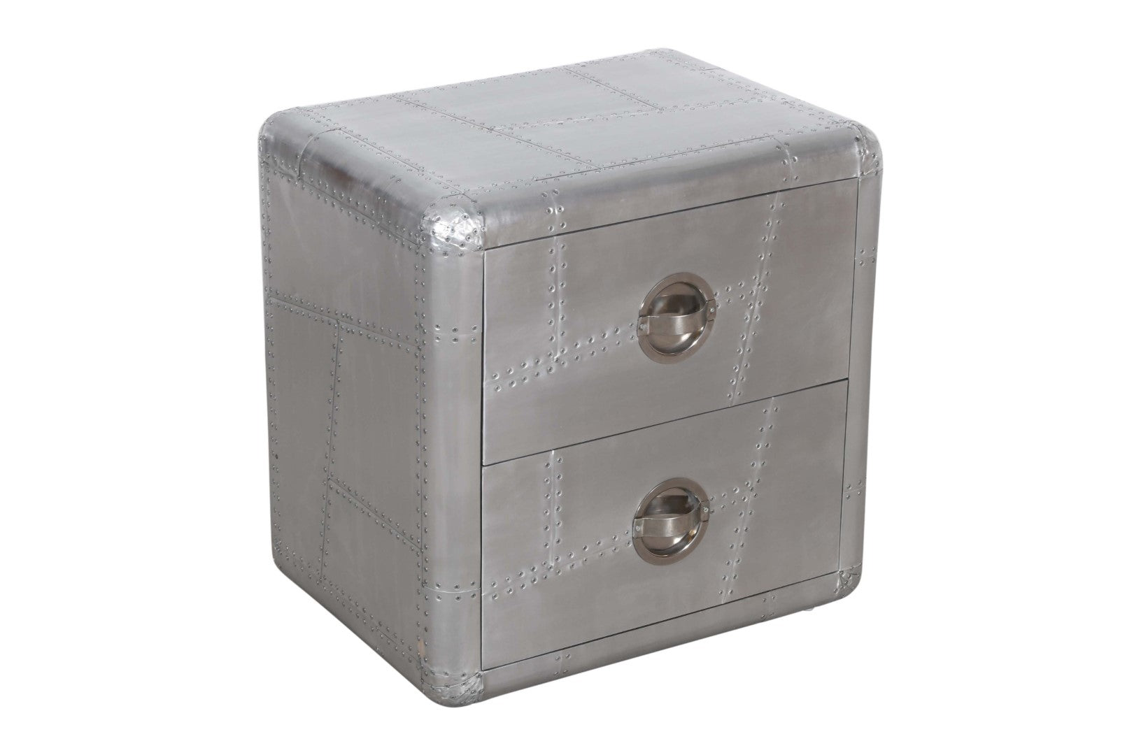 Pilot Aerodynamic 2-Drawer Nightstand with Aluminum Design and Exposed