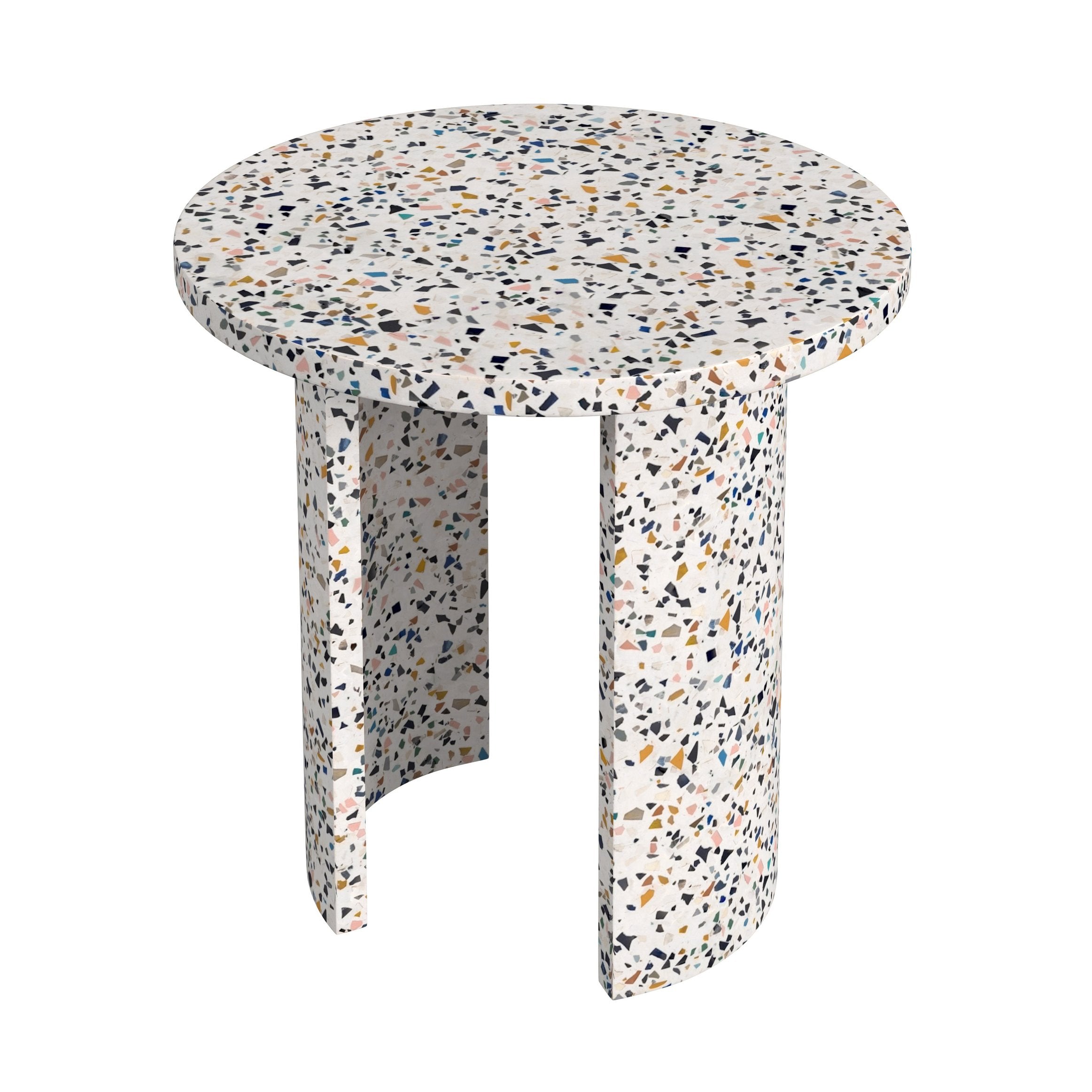 Siesta Outdoor Terrazzo Round Side Table with Playful Crescent Legs fo