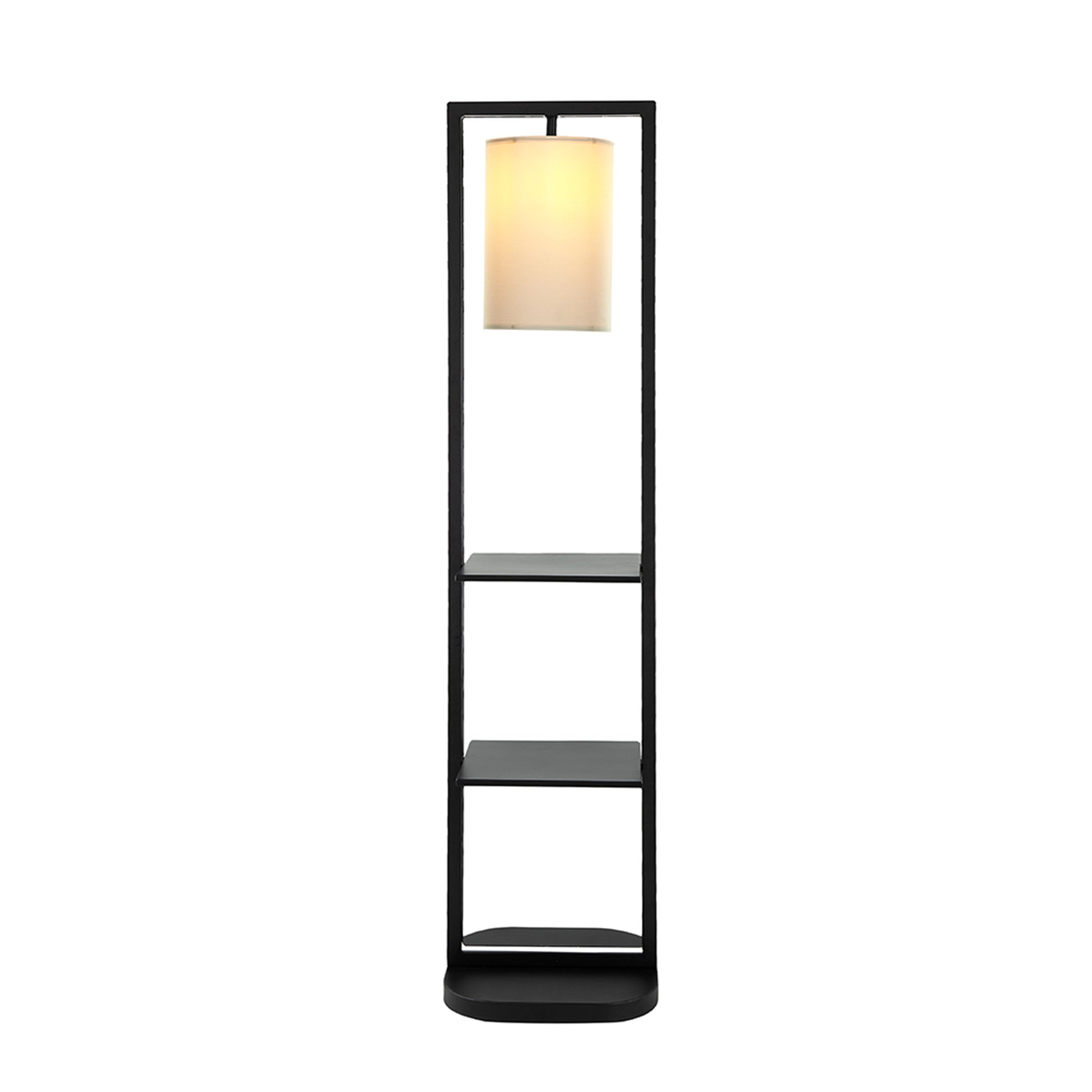 16.5X17X74" Two Tiered Vertical Shelving Stand With Top Light Fixture,