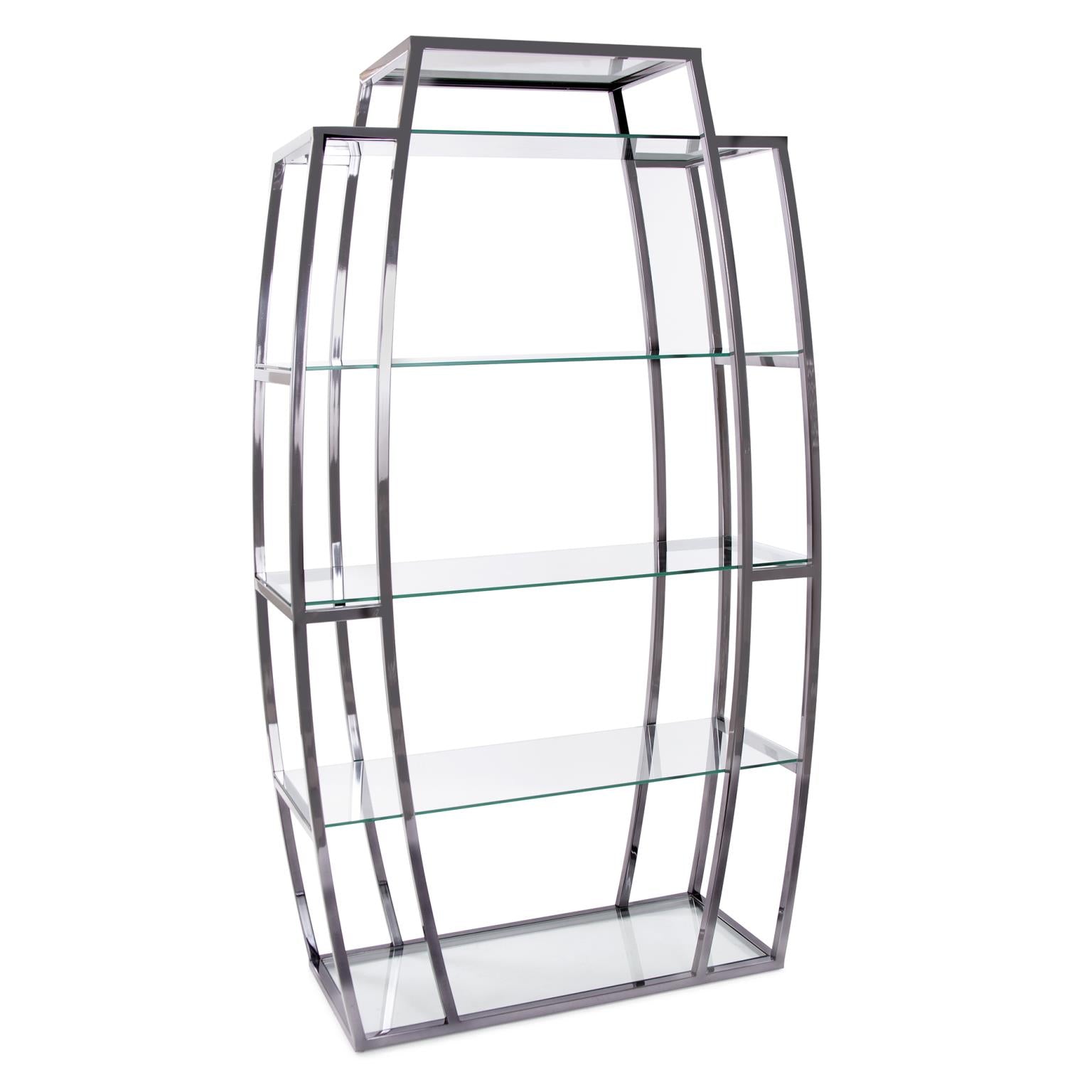 Black Nickel Stainless Steel Etagere - Elegant Curved Design with Poli