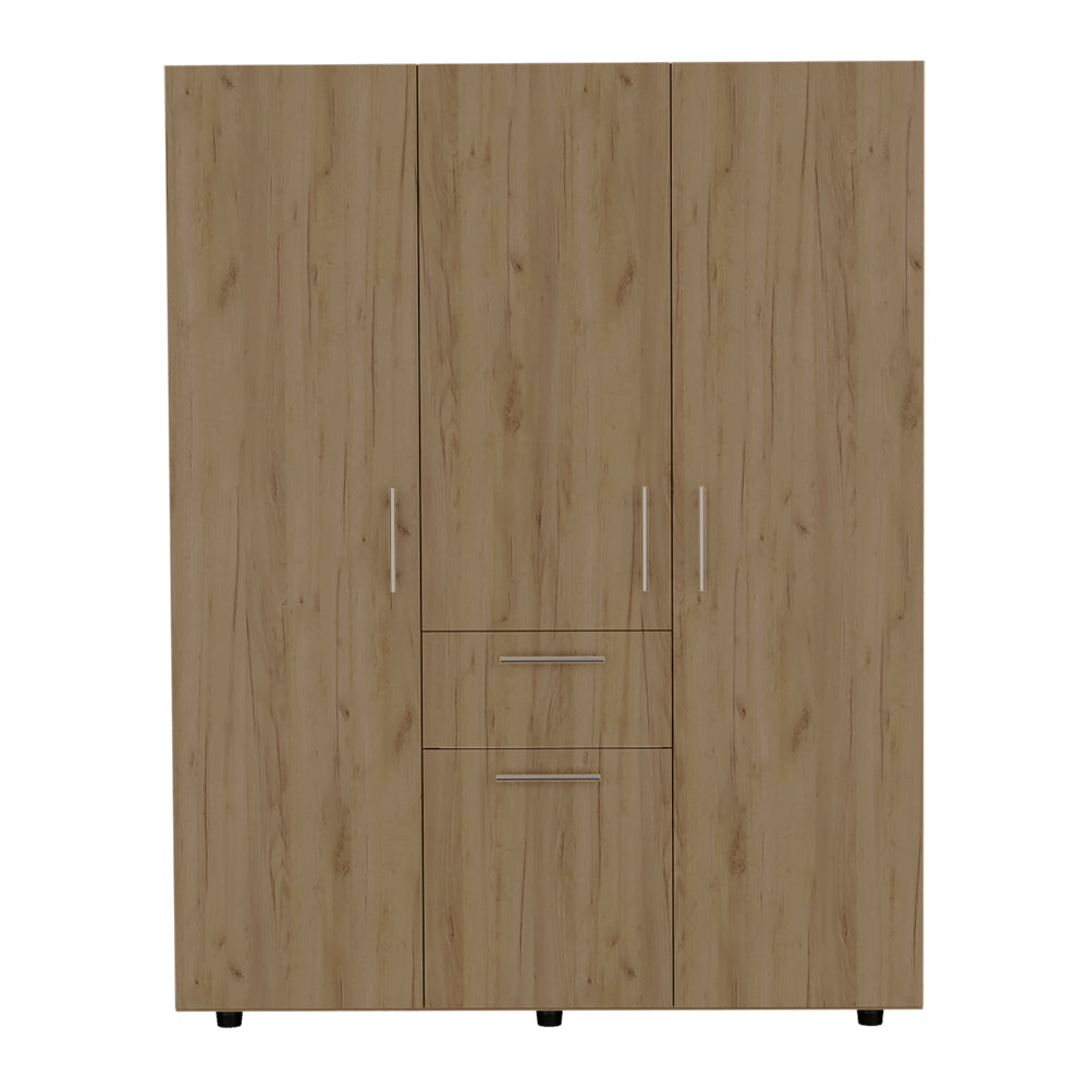 Armoire Elma Macadamia Beige Engineered Wood - Space-Saving 6-Leg Clos