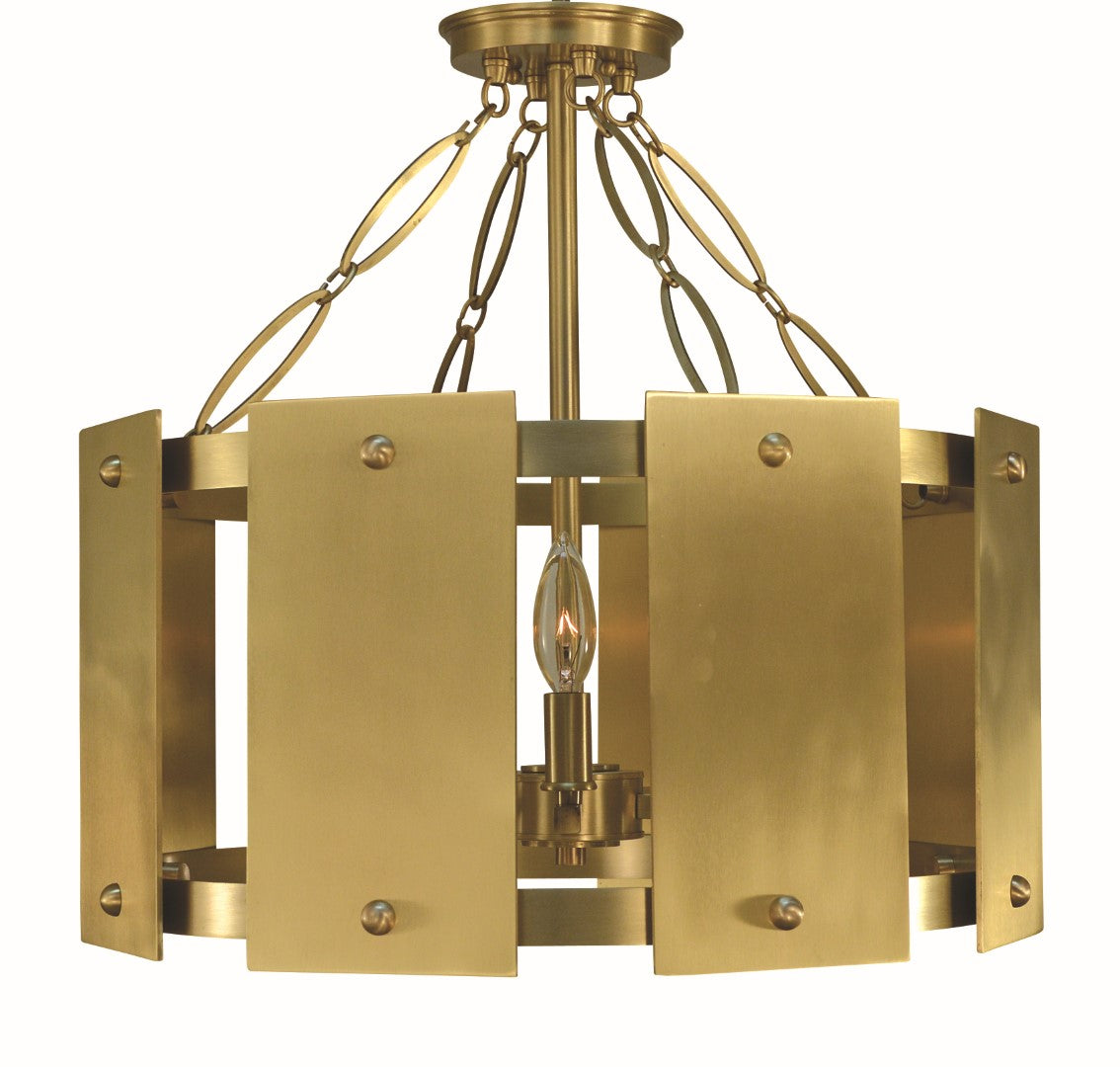 5-Light Brushed Brass Barrington Semi-Flush Fixture - Handcrafted Eleg