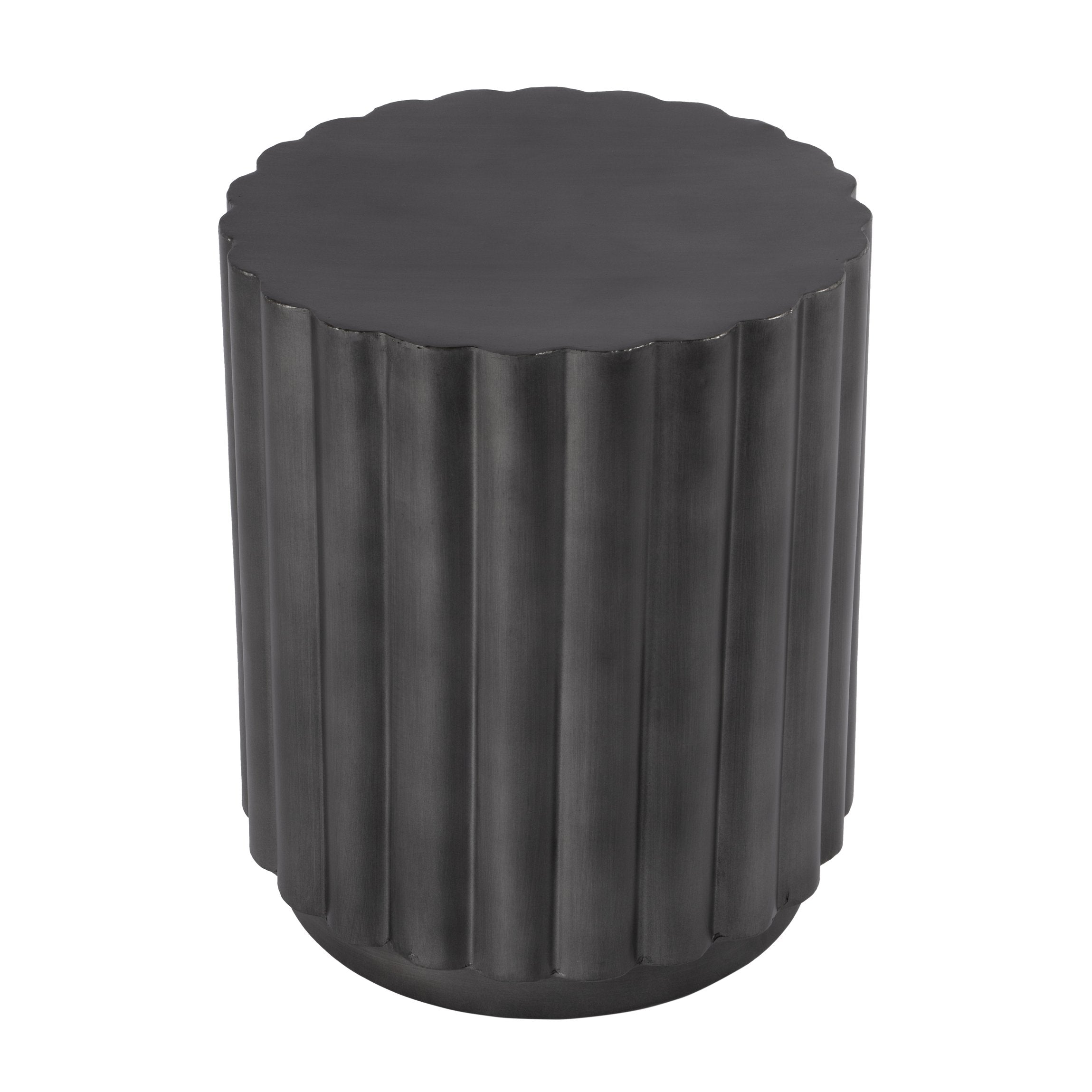Ava Fluted Column Side Table - Rustic Industrial Charm, Lightweight De