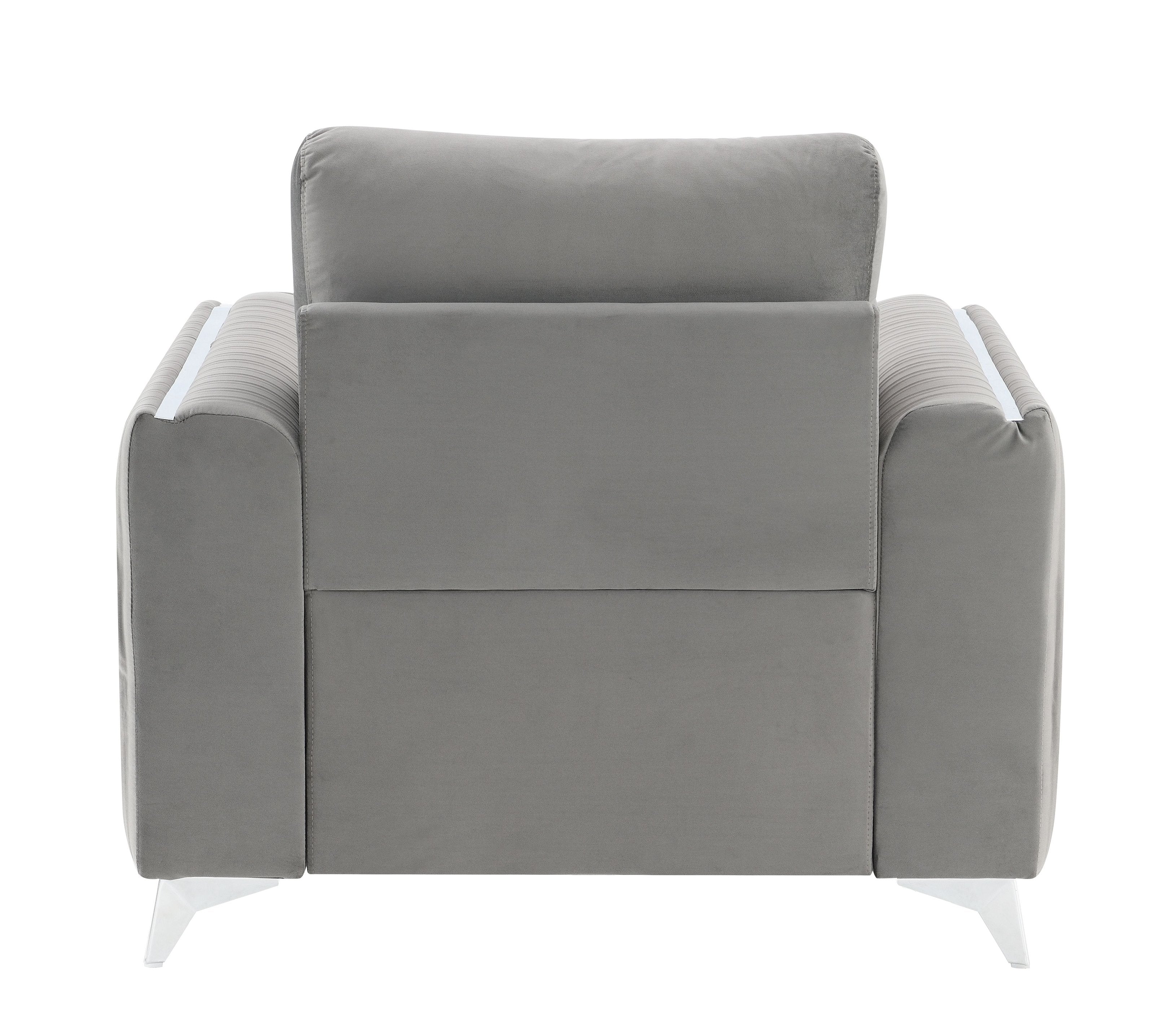 Wenona Velvet Sofa with Chrome Legs, Pocket Coil Seat, Tight Seat & Lo
