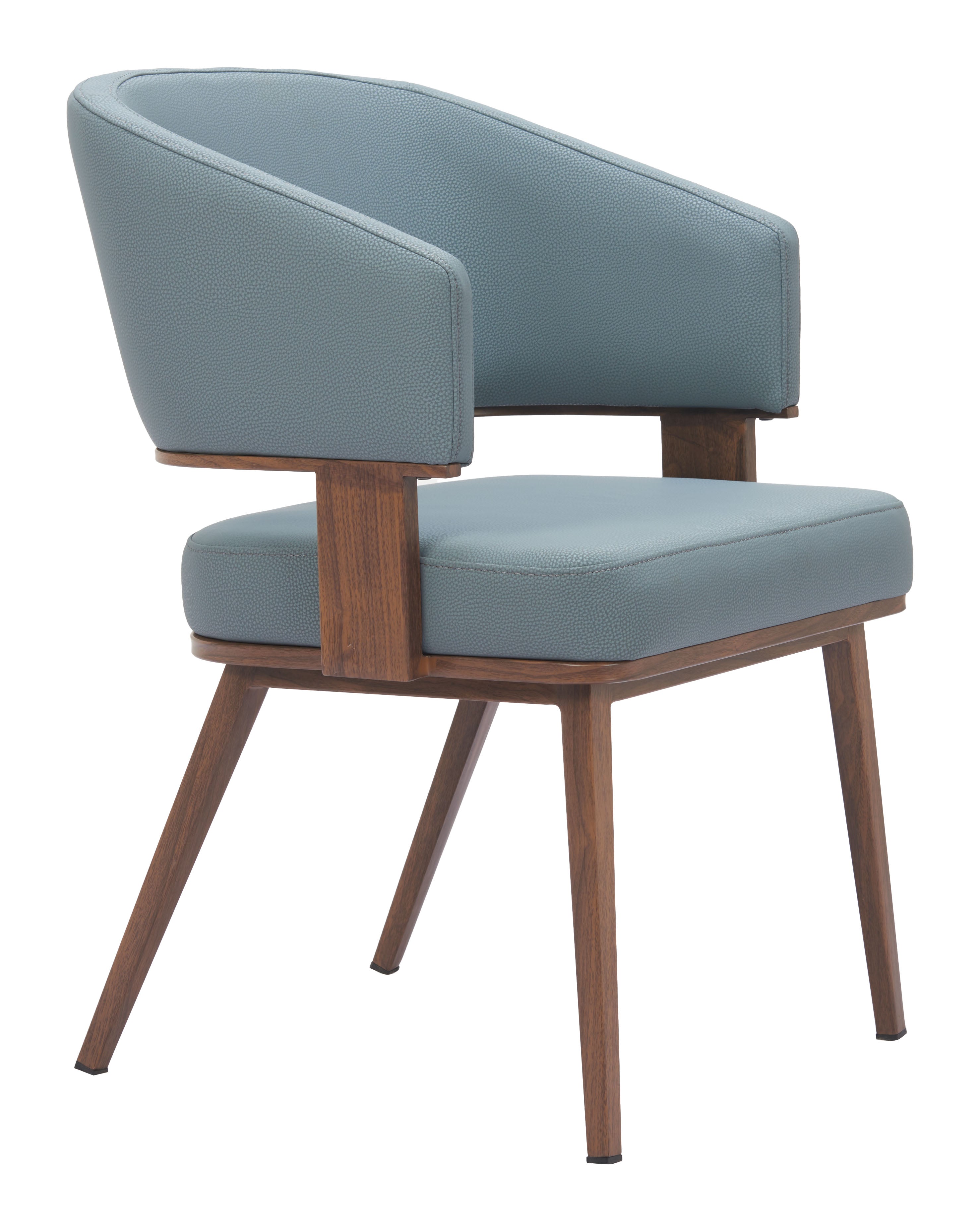 Poise Dining Chair Set of 2 - Elegant Azure Gray & Walnut Design for M