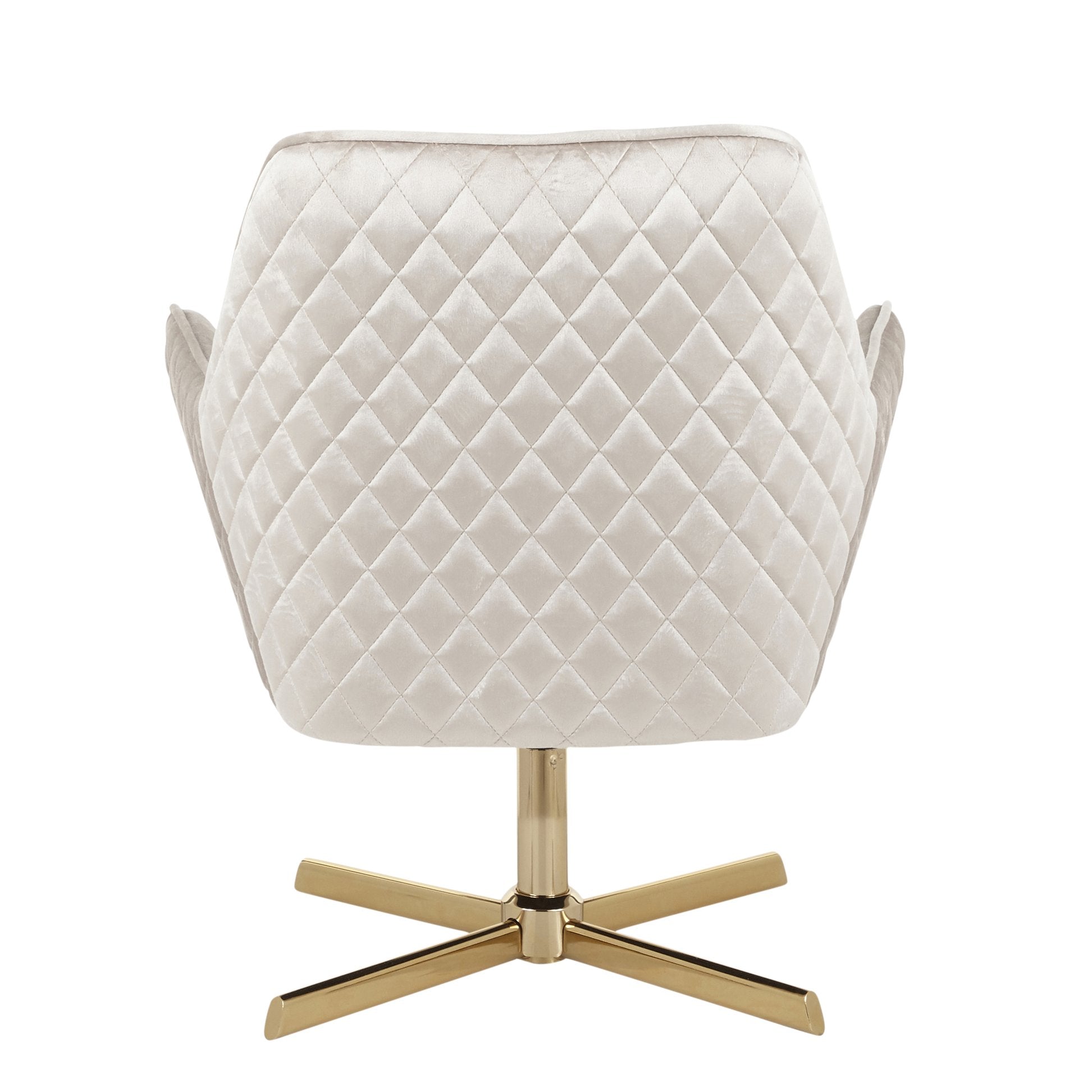 Diana Velvet Lounge Chair In Cream With Gold 4-Star Swivel Base — Cont