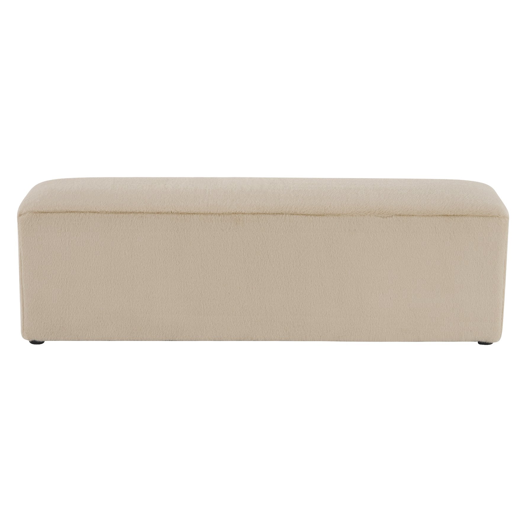 Christopher Knight Home® - Almond Plush Long Ottoman Bench With Wood F