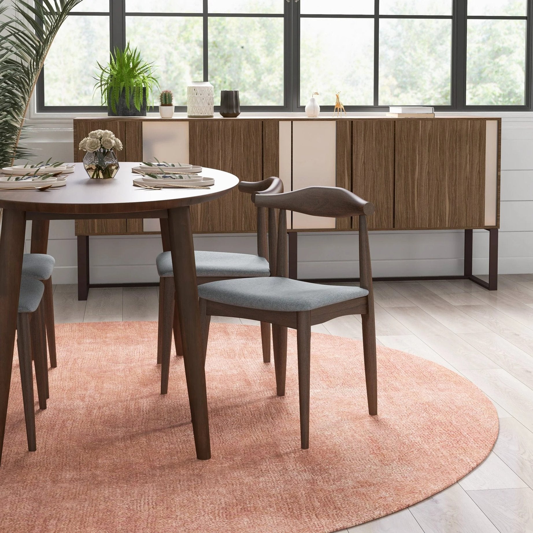Ashcroft Furniture - Destiny Gray Fabric Dining Chairs Set Of 2 – Mid-
