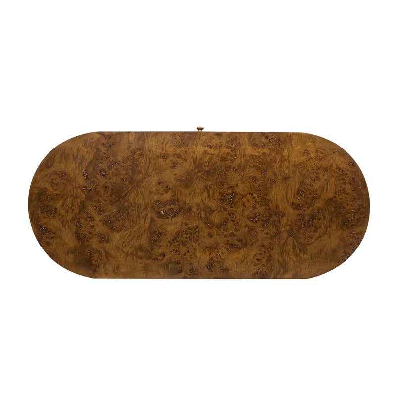 Jesse 55.5" Single Drawer Oval Computer Desk, Dark Brown Burl Wood ...