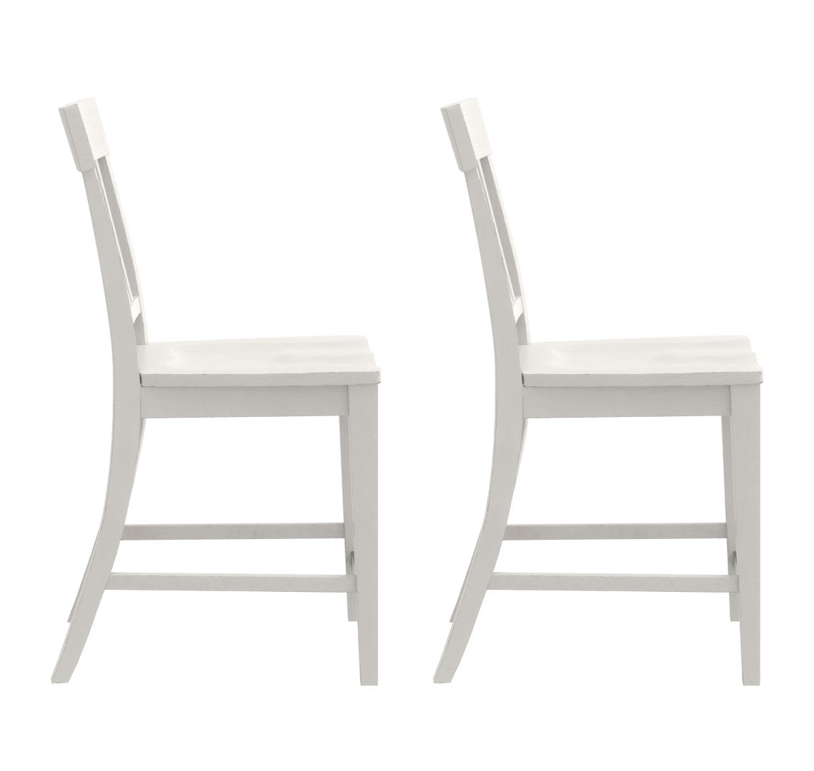 Wallace & Bay - White Slat Back Counter Stools Set Of 2 - Rustic Solid