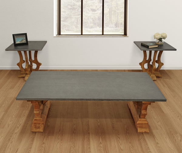 Manhattan Beach Cocktail Table - Timeless Solid Pine with Zinc Top, Na ...