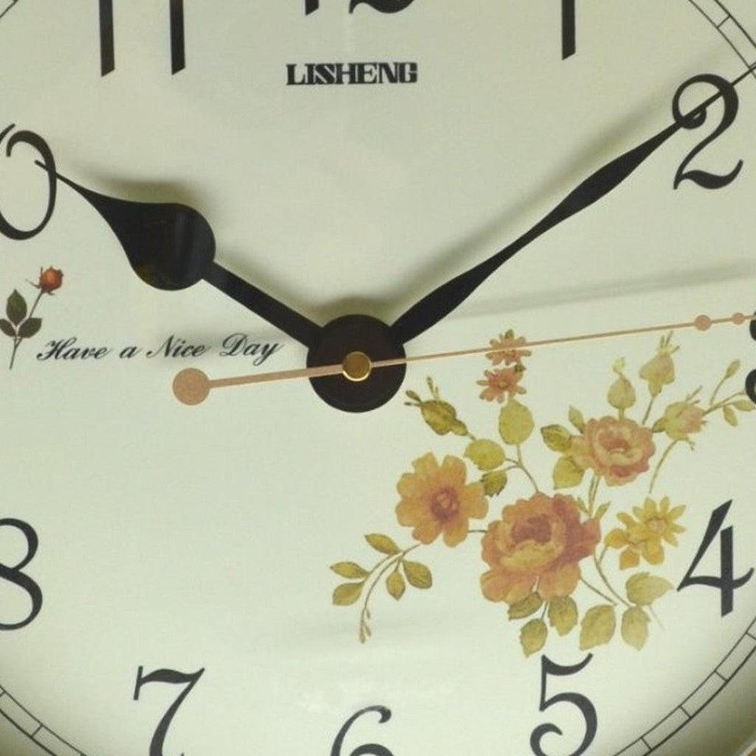 16" Elegant Antiqued White & Bronze Oval Wall Clock with Silent Pendul