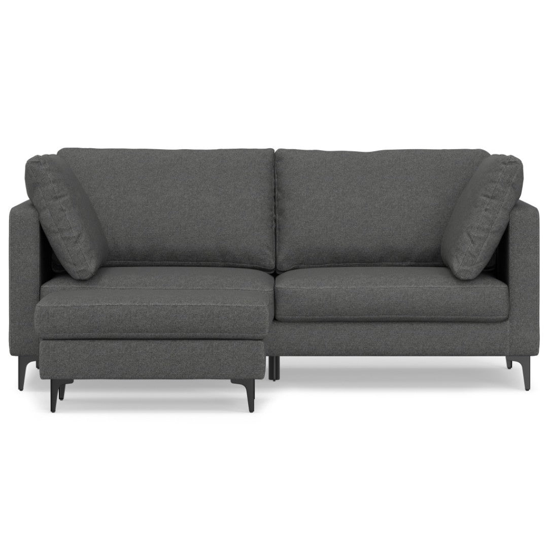 76" Gray Fabric Sofa with Ottoman - Mid-Century Modern Design, Comfort