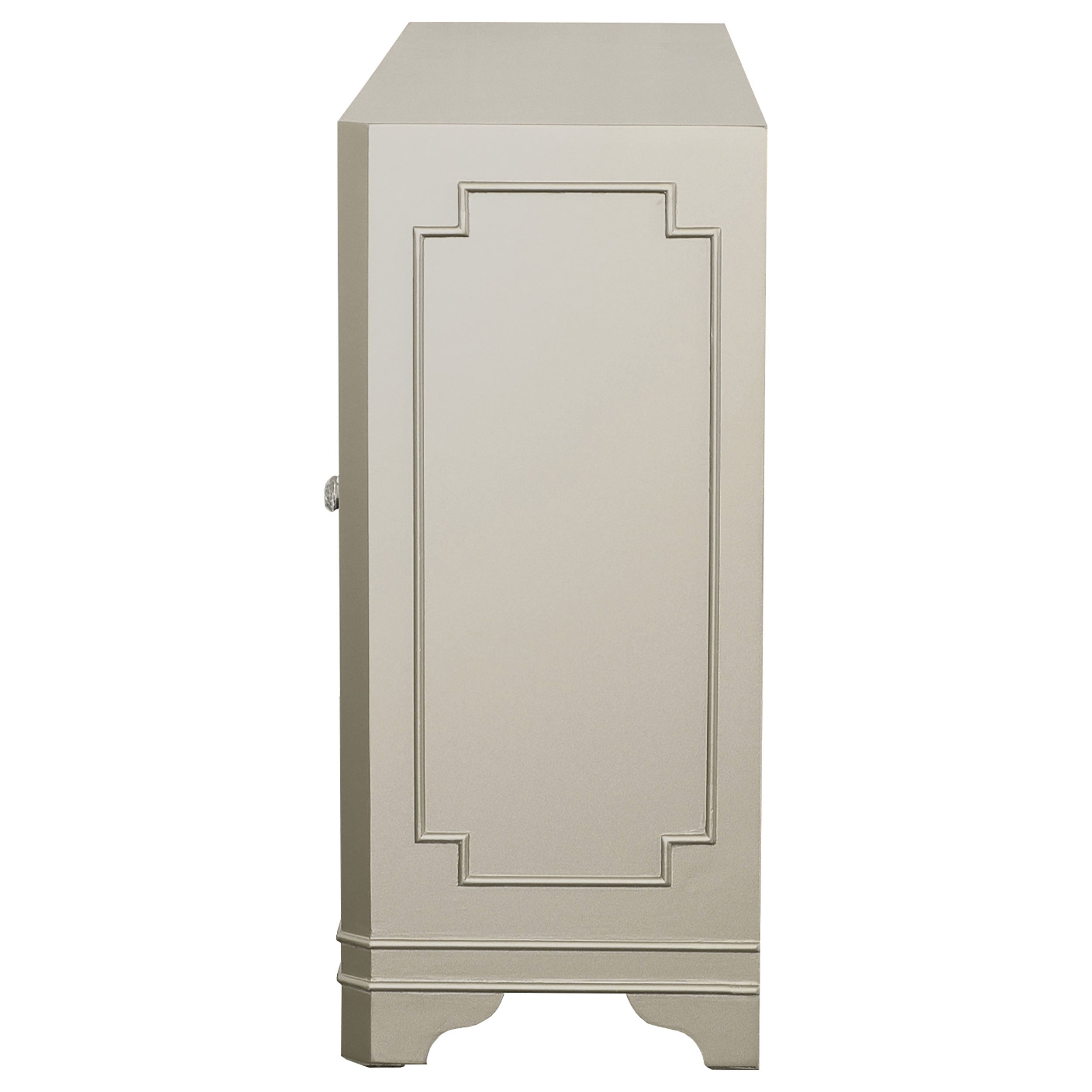 Adriane Glam Champagne 4-Door Accent Cabinet With Smoked Mirror, Silve