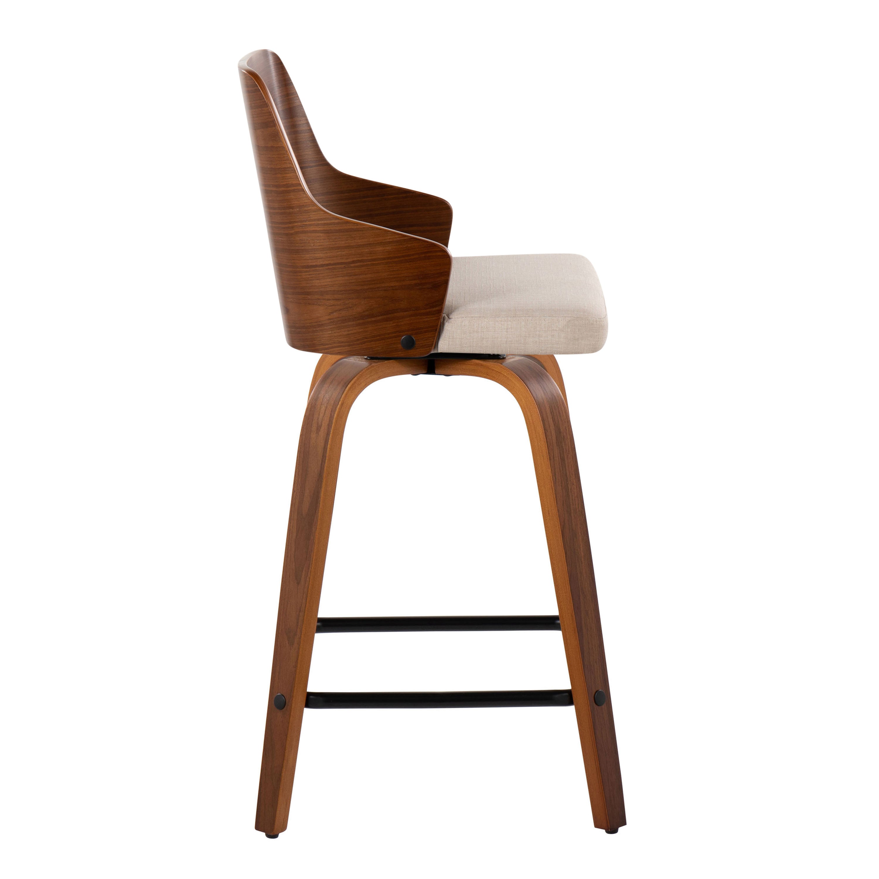 Ariana Mid-Century Counter Stool Set Of 2 — 24" Swivel Beige Fabric, W