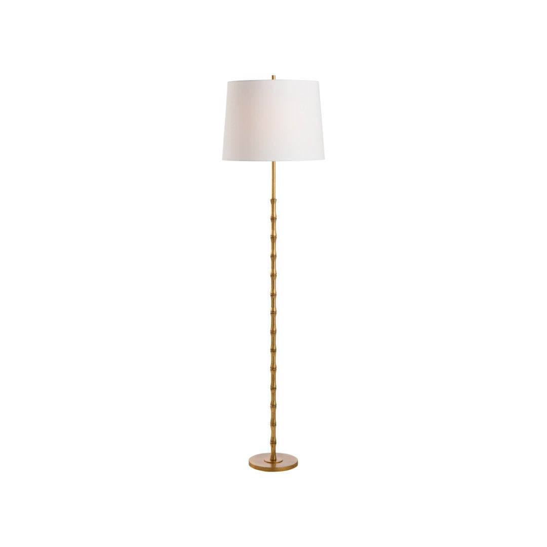 Artois Sculptural Floor Lamp In Aged Brass — Bamboo-Inspired 62" Ambie
