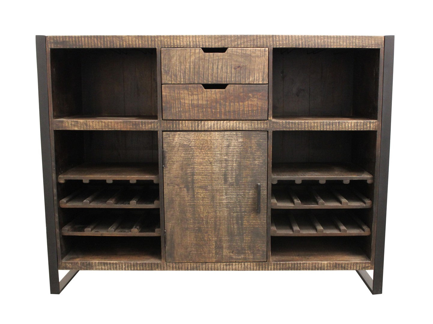 Gail Wine & Bar Console - Elegant Mango Wood Design with Iron Accents,