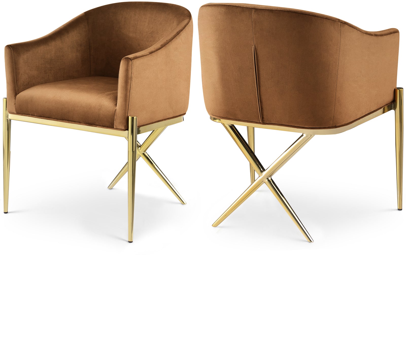 Xavier Cream Velvet Dining Chair with Gold Steel Legs - Modern Barrel