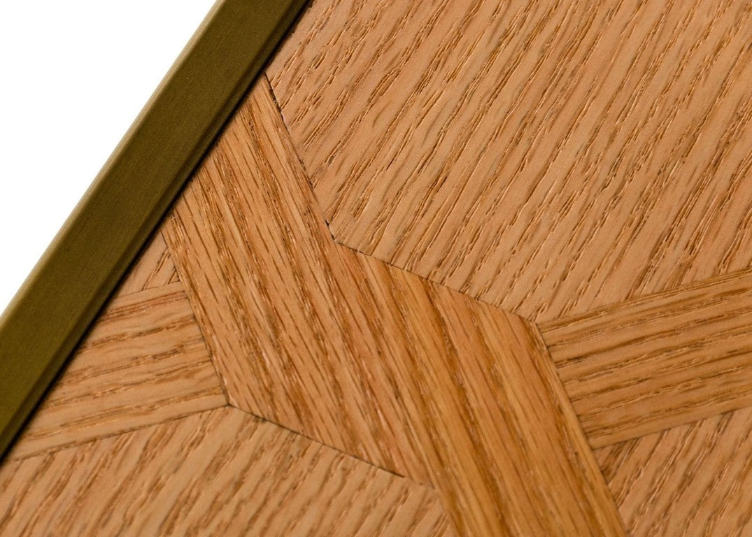 Jessica Parquet Oak & Brass Bookshelf — Mid-Century Glam Staggered She