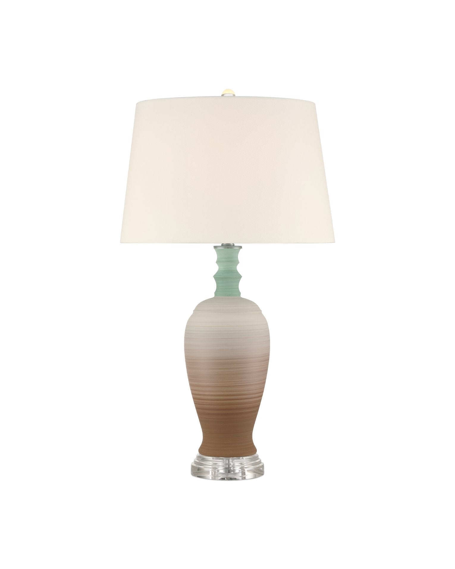 Happy 80's Retro Table Lamp with Earthy Brown & Pale Blue Striations,