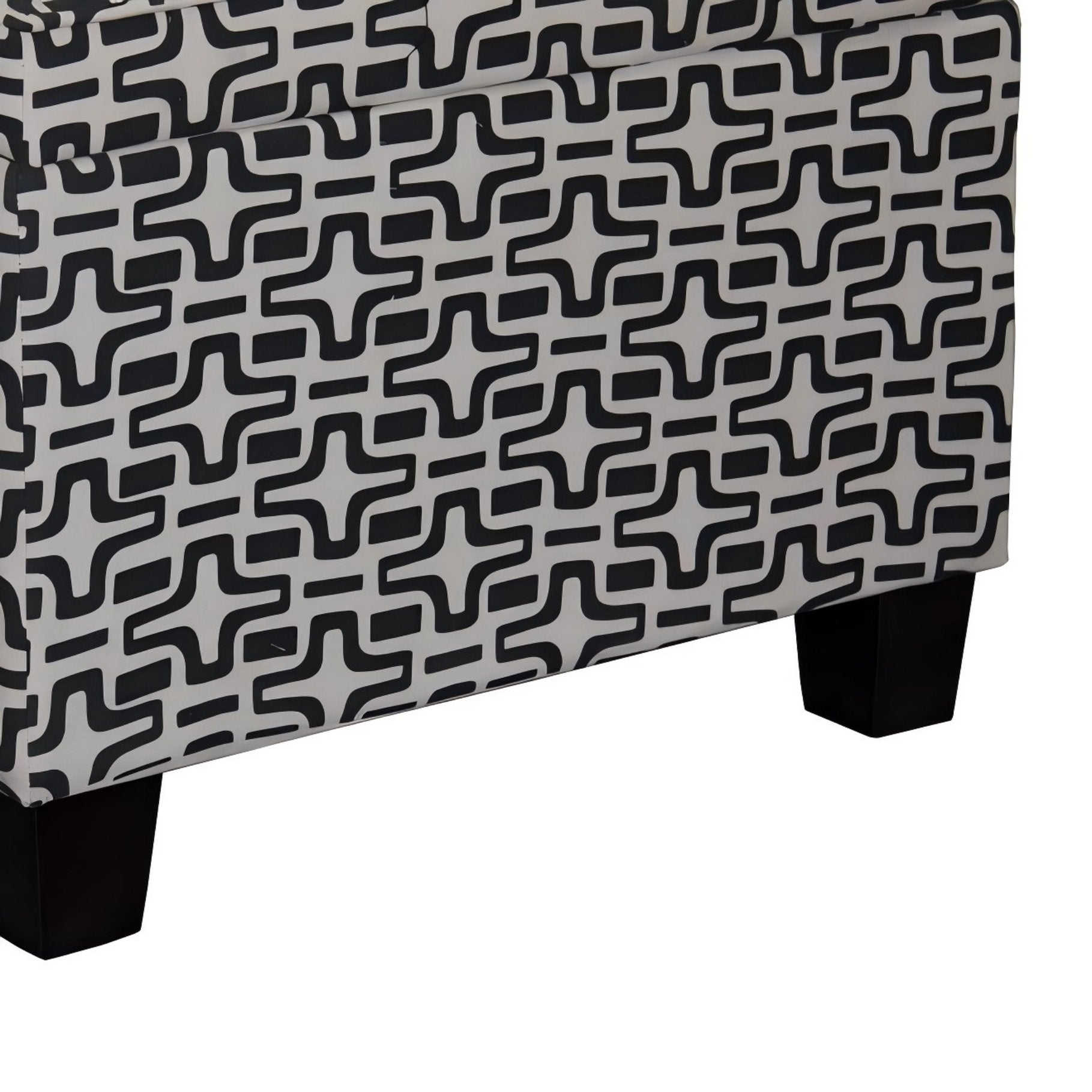 18" Tall Storage Ottoman With Geometric Star Print Brown Upholstery, F