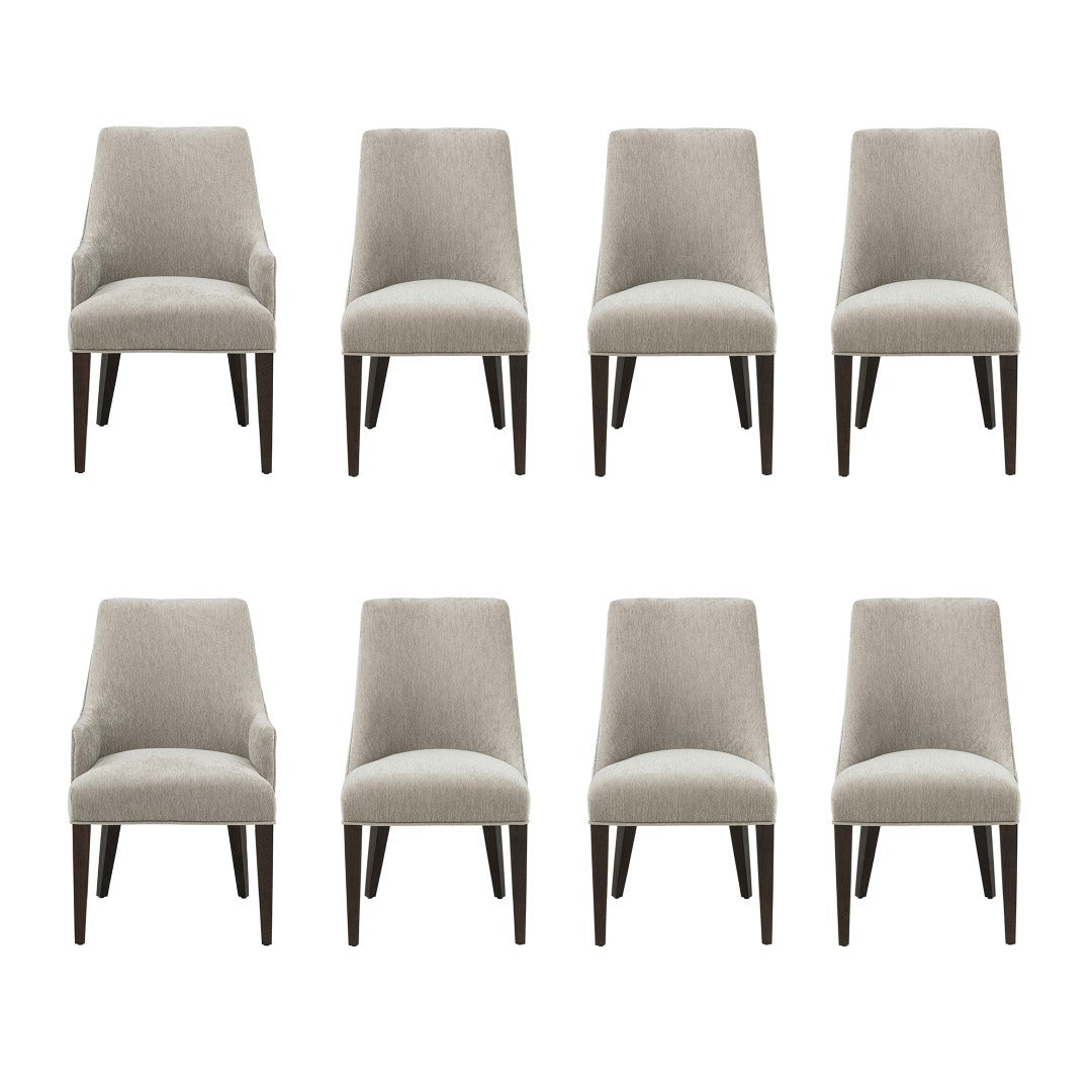 8-Piece Chenille Upholstered Dining Chair Set with Elegant Rubberwood