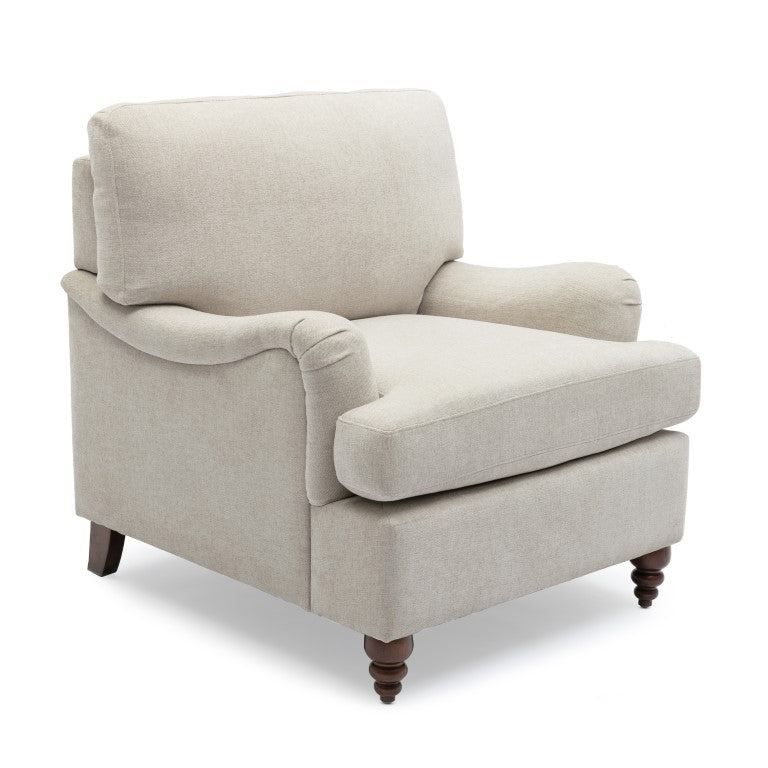 Clarendon Arm Chair - Classic English Roll Arms, Overstuffed Comfort,
