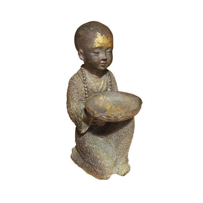 Bronze Monk Begging Statue for Alms - Elegant Kneeling Design, Perfect