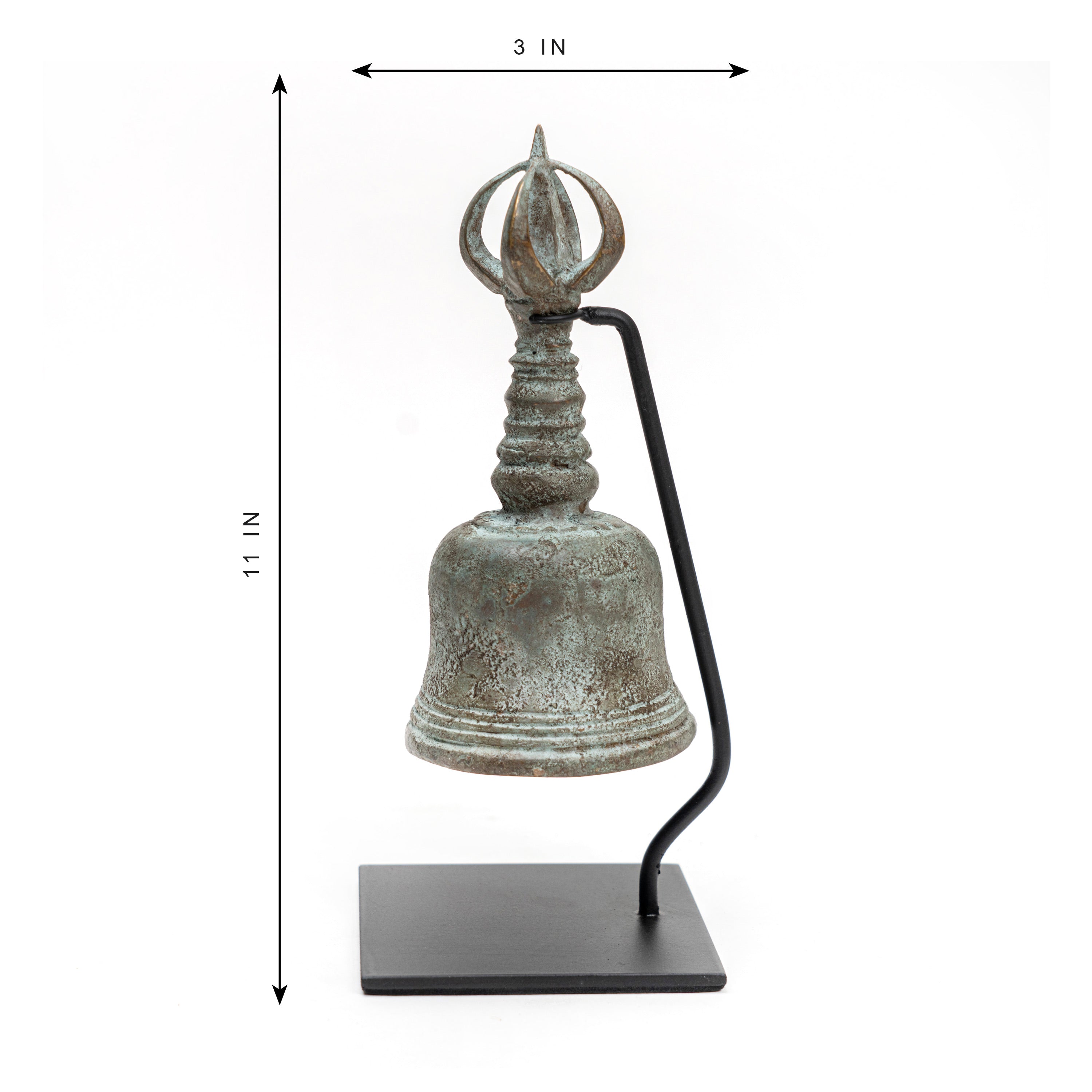 11" Bronze Ceremonial Bell with Elegant Stand - Unique Home Décor Piec