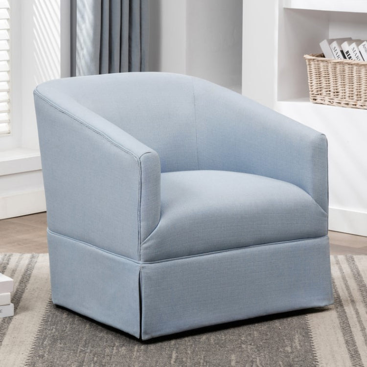 Elm Sky Blue Swivel Chair - Stylish Comfort with 360° Motion, Skirted