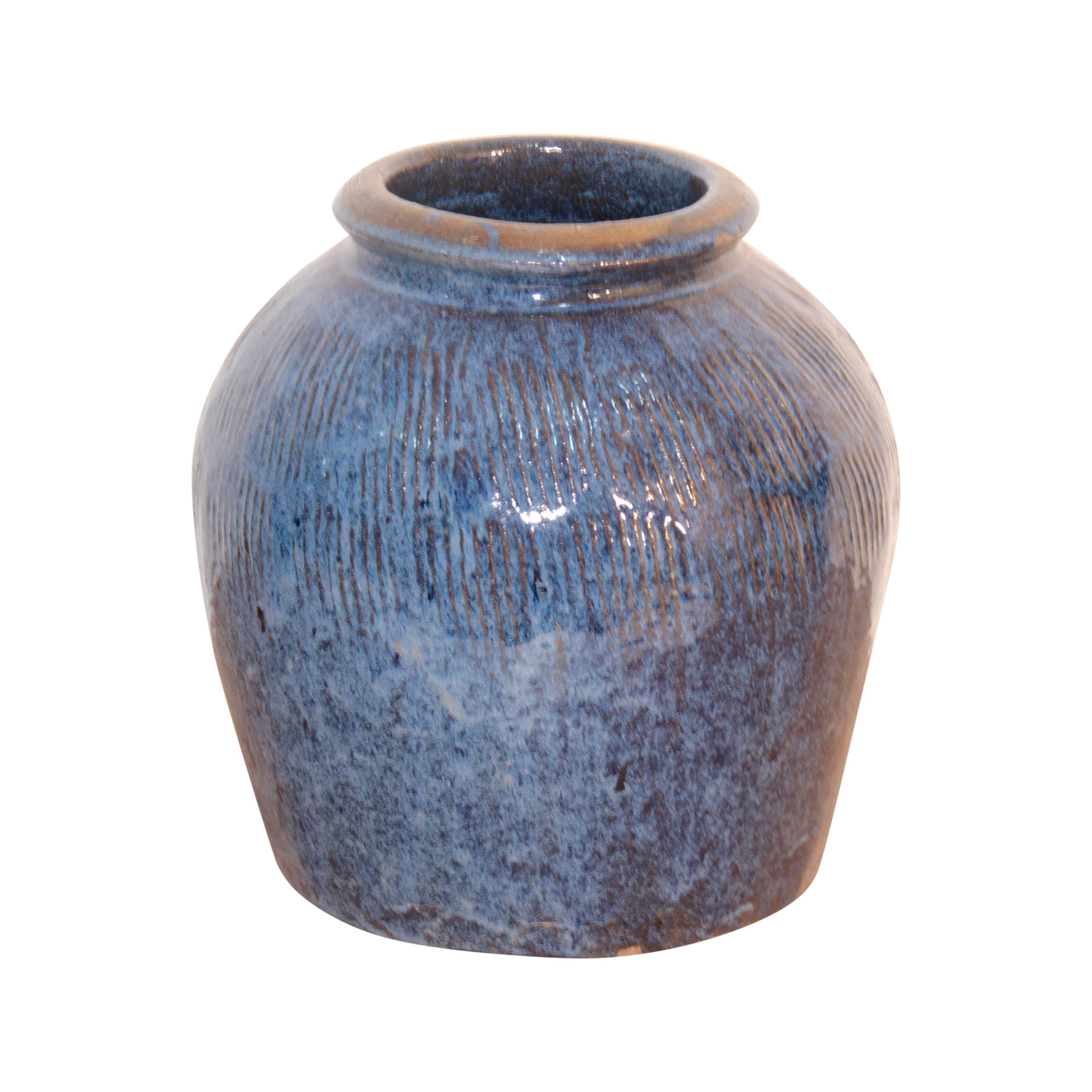 Ocean Blue Vintage Ceramic Pot - Stunning Porcelain Planter, 10.6" Tal