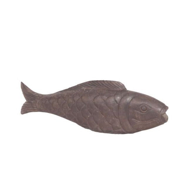 Bluestone Koi Fish Sculpture - Elegant Brown Stone Decor for Your Gard