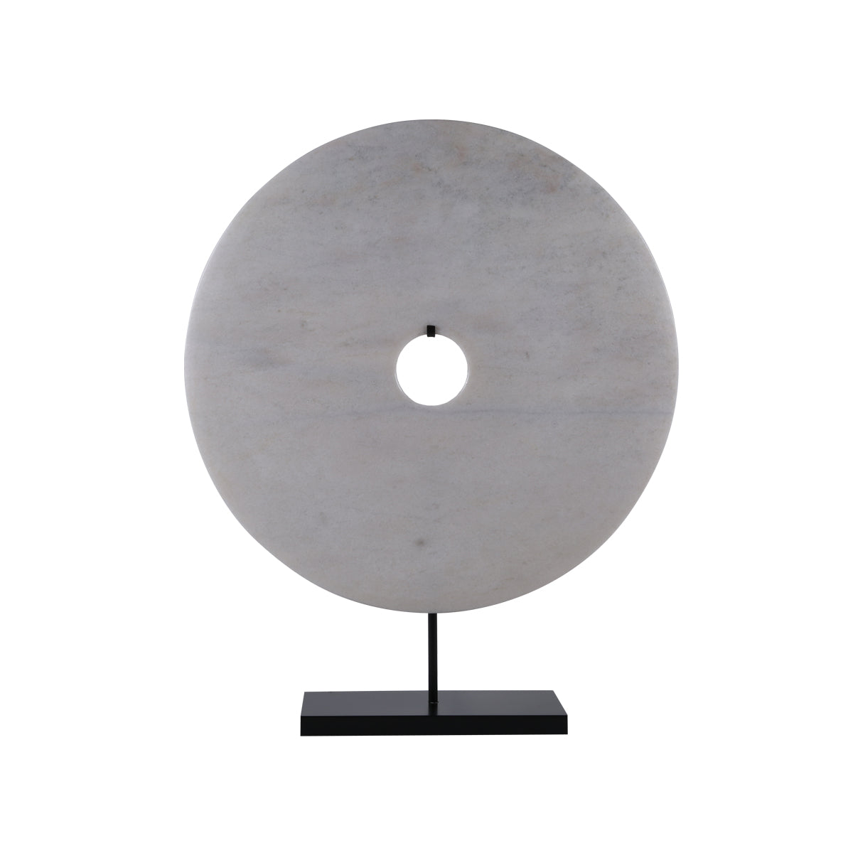 Marble Disk Statue with Elegant Base - Stunning 24-Inch White Marble D