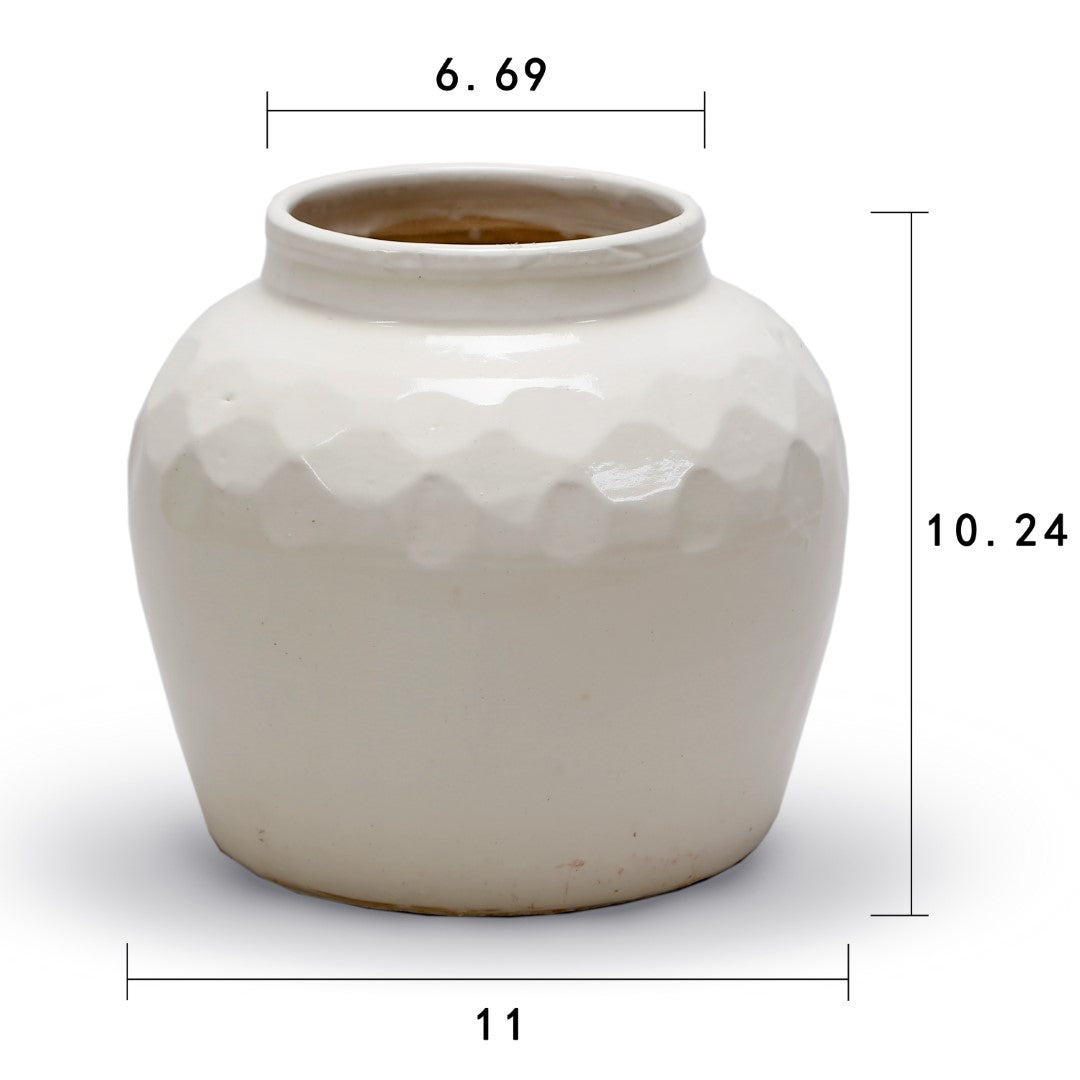 10" Off White Ceramic Round Jar - Stylish Storage Solution for Home De