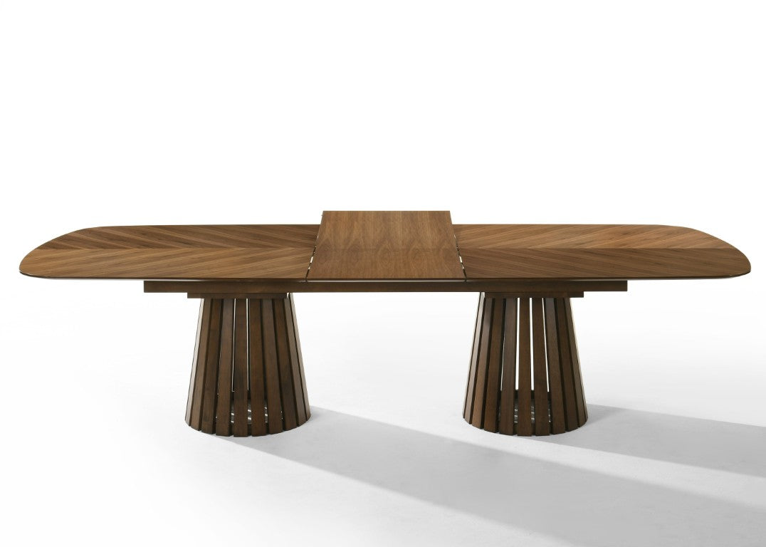 Truman Mid-Century Walnut Extendable Dining Set With Butterfly Leaf Ta