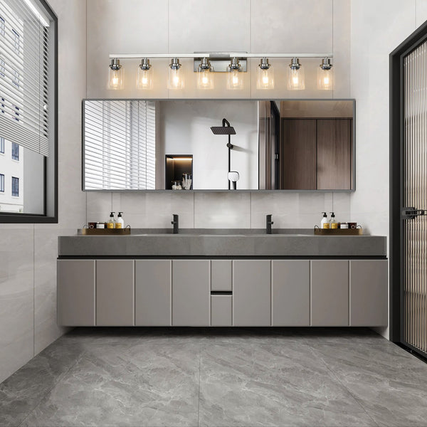 Modern 8-Light Bathroom Vanity Light Fixture - Brushed Nickel Finish W ...