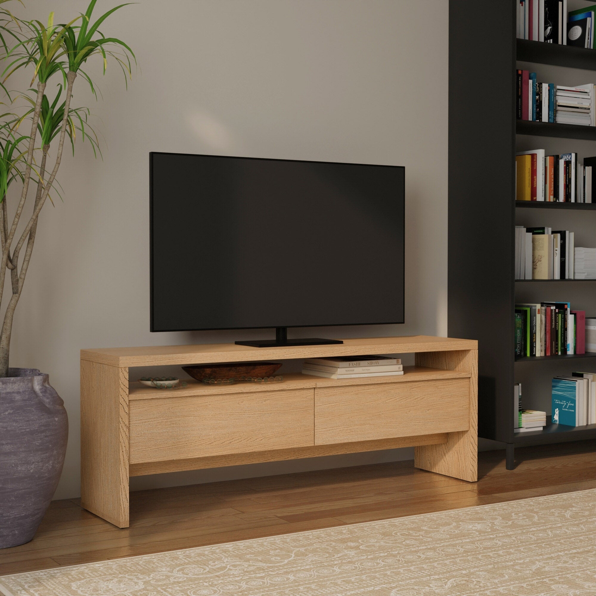 Flo TV Console - Elegant Mahogany and Oak Veneer Design with Ample Sto